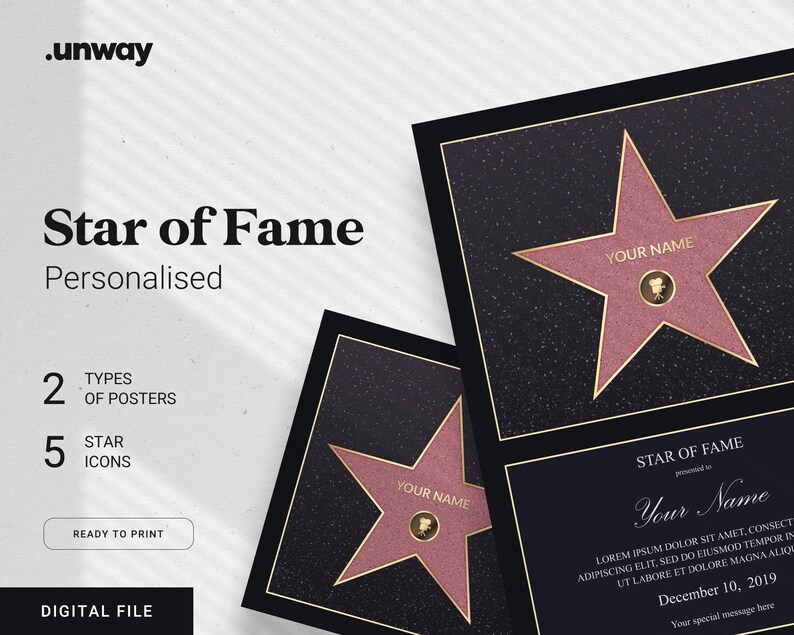 Star of Fame Personalised Poster Custom Poster Personalised - Etsy