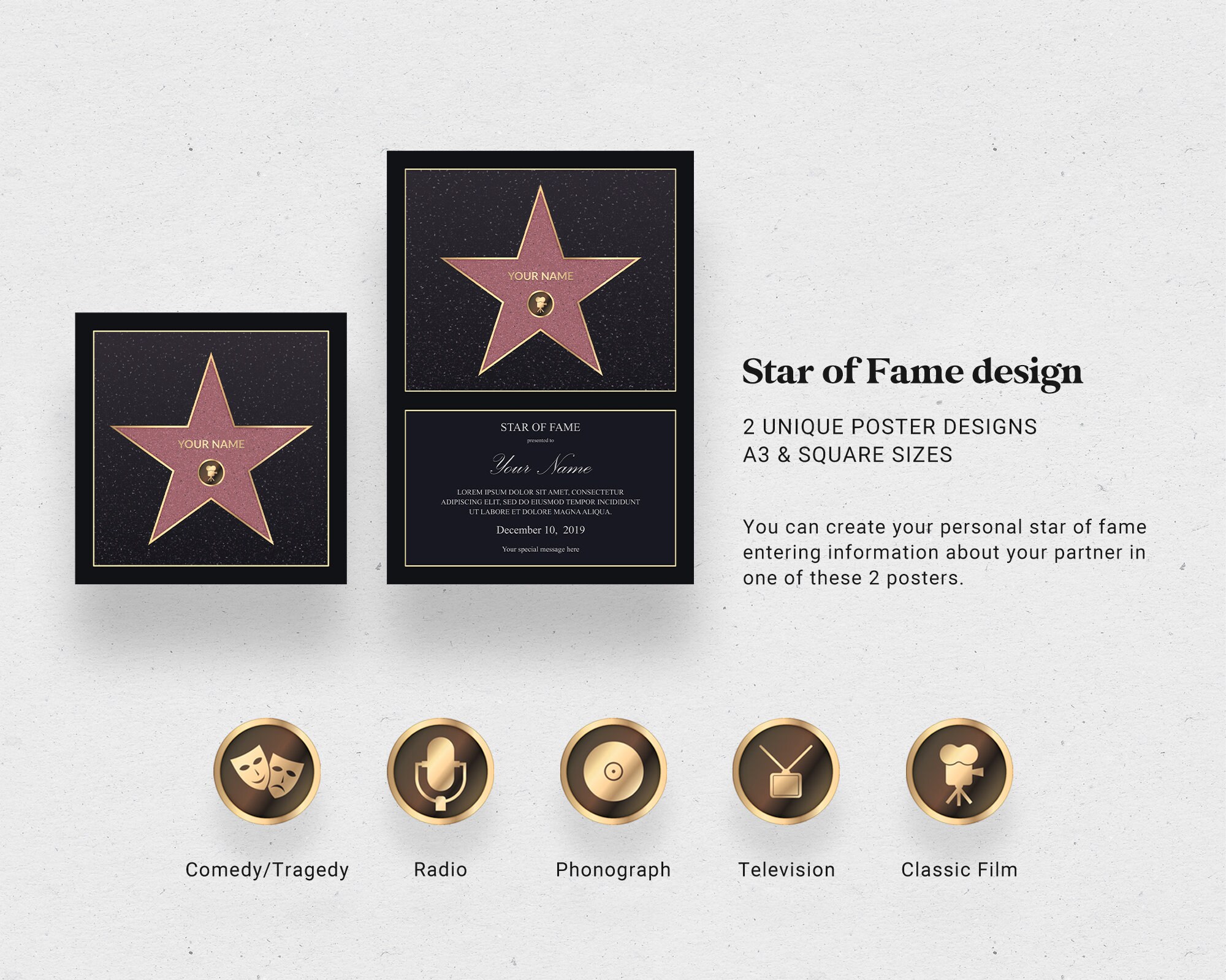 Star of Fame, Personalised Poster, Custom Poster, Personalised, Custom ...