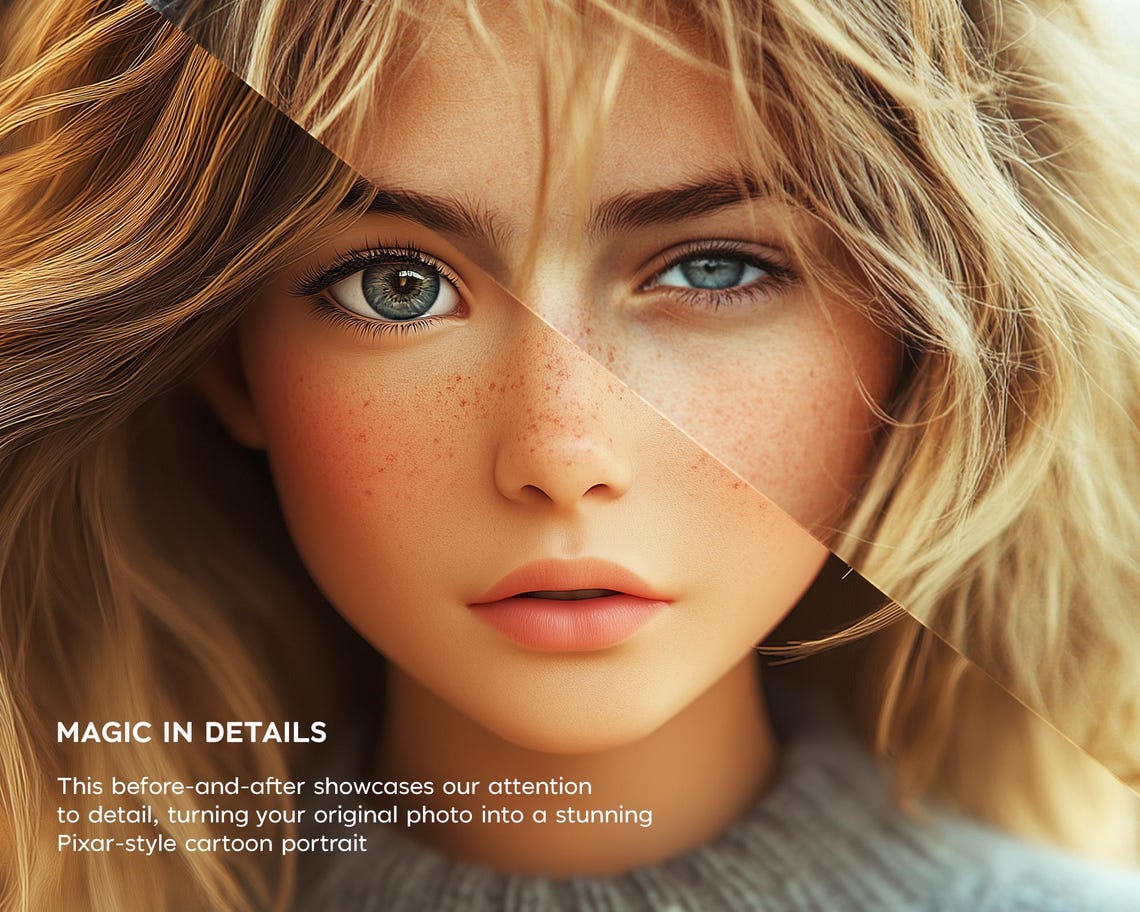 Pixar Portrait - Style Cartoon Portrait, Personalized Gift, Custom ...