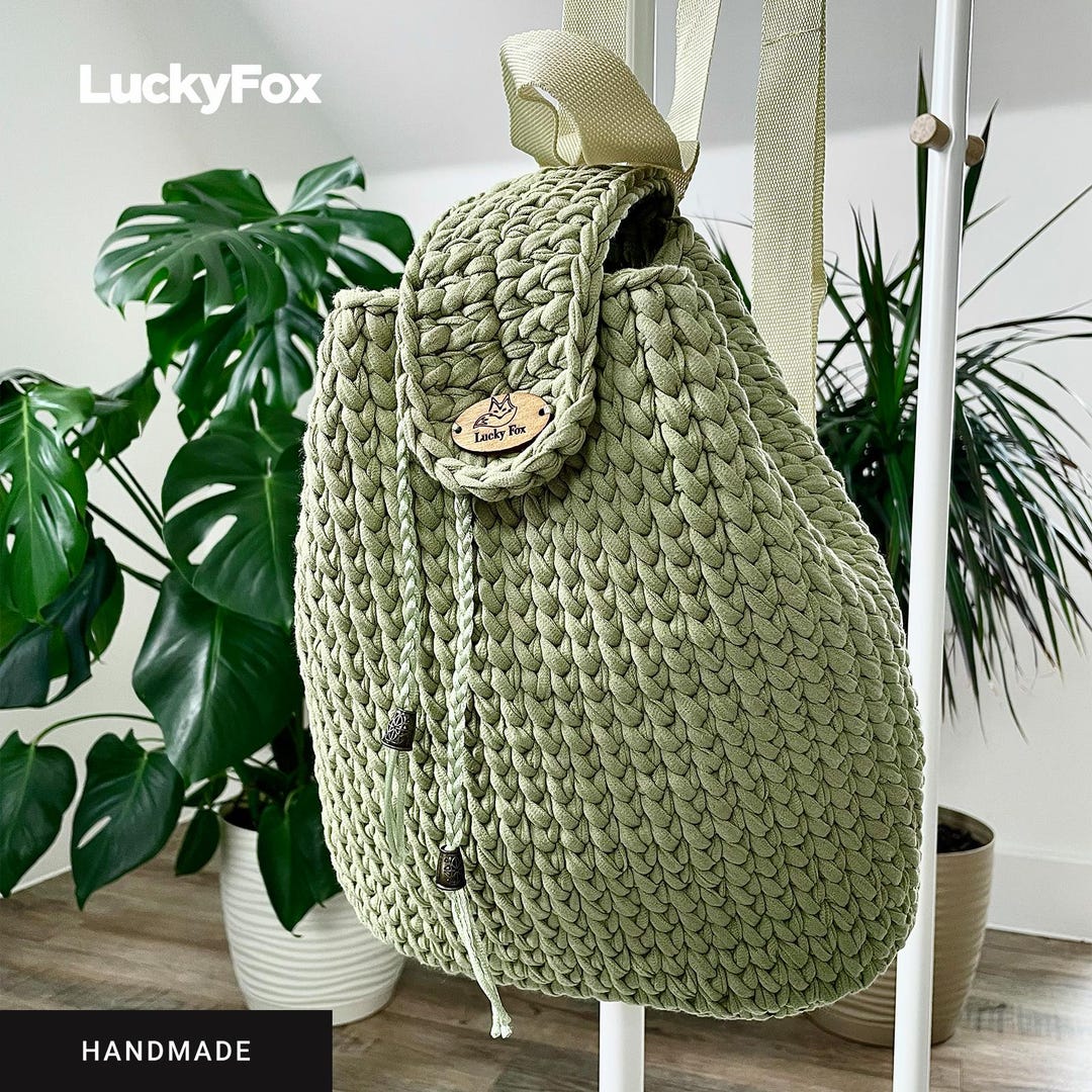 Handmade Olive Crochet Backpack, Crochet Backpack, Backpack for Women ...