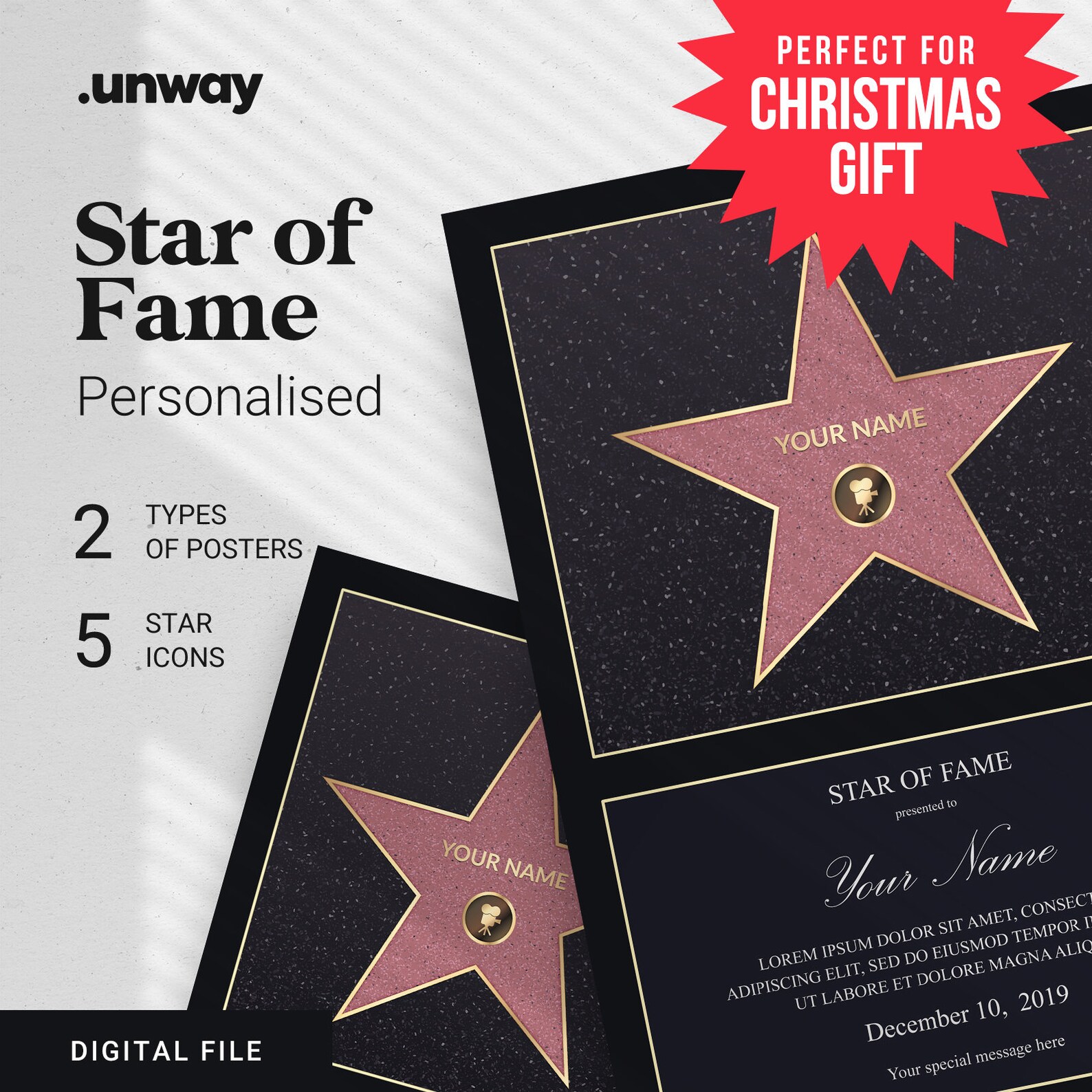Star of Fame, Personalised Poster, Custom Poster, Personalised Text ...