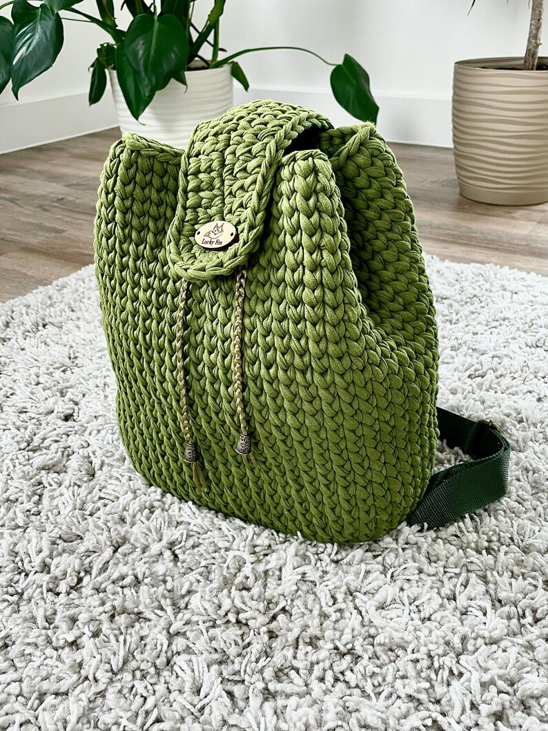 Handmade Crochet Green Backpack, Crochet Backpack, Backpack for Women ...