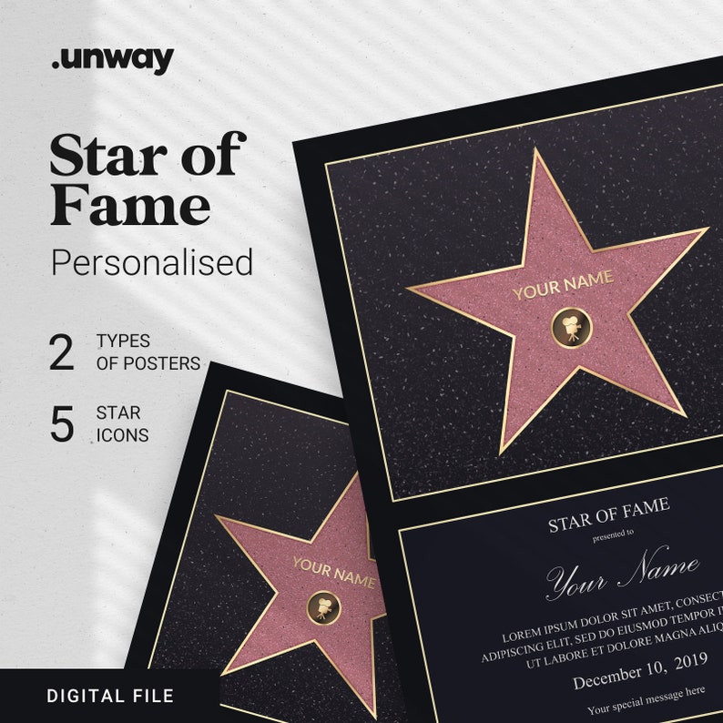 Star of Fame, Personalised Poster, Custom Poster, Personalised, Custom ...