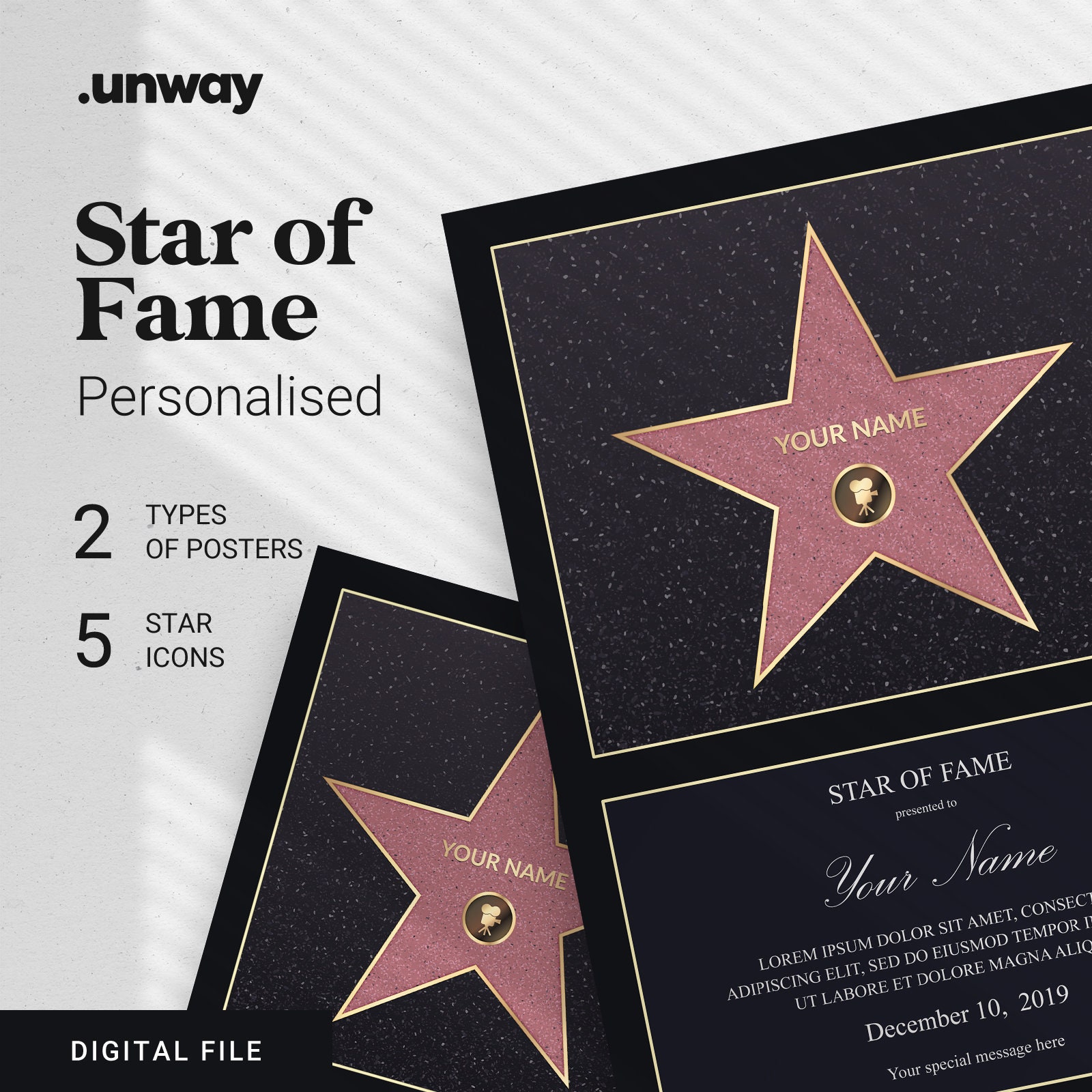 Star of Fame, Personalised Poster, Custom Poster, Personalised Text ...