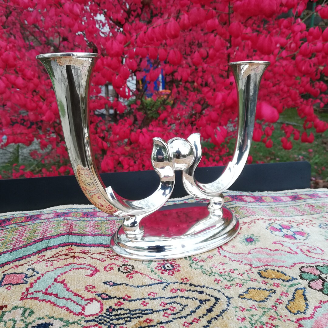EBERLE Art Deco Candlestick Silver Plate - Etsy