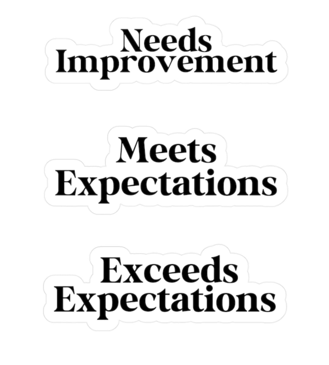 Funny Stickers, Expectations Combo Pack. 3 Stickers, Needs Improvement ...