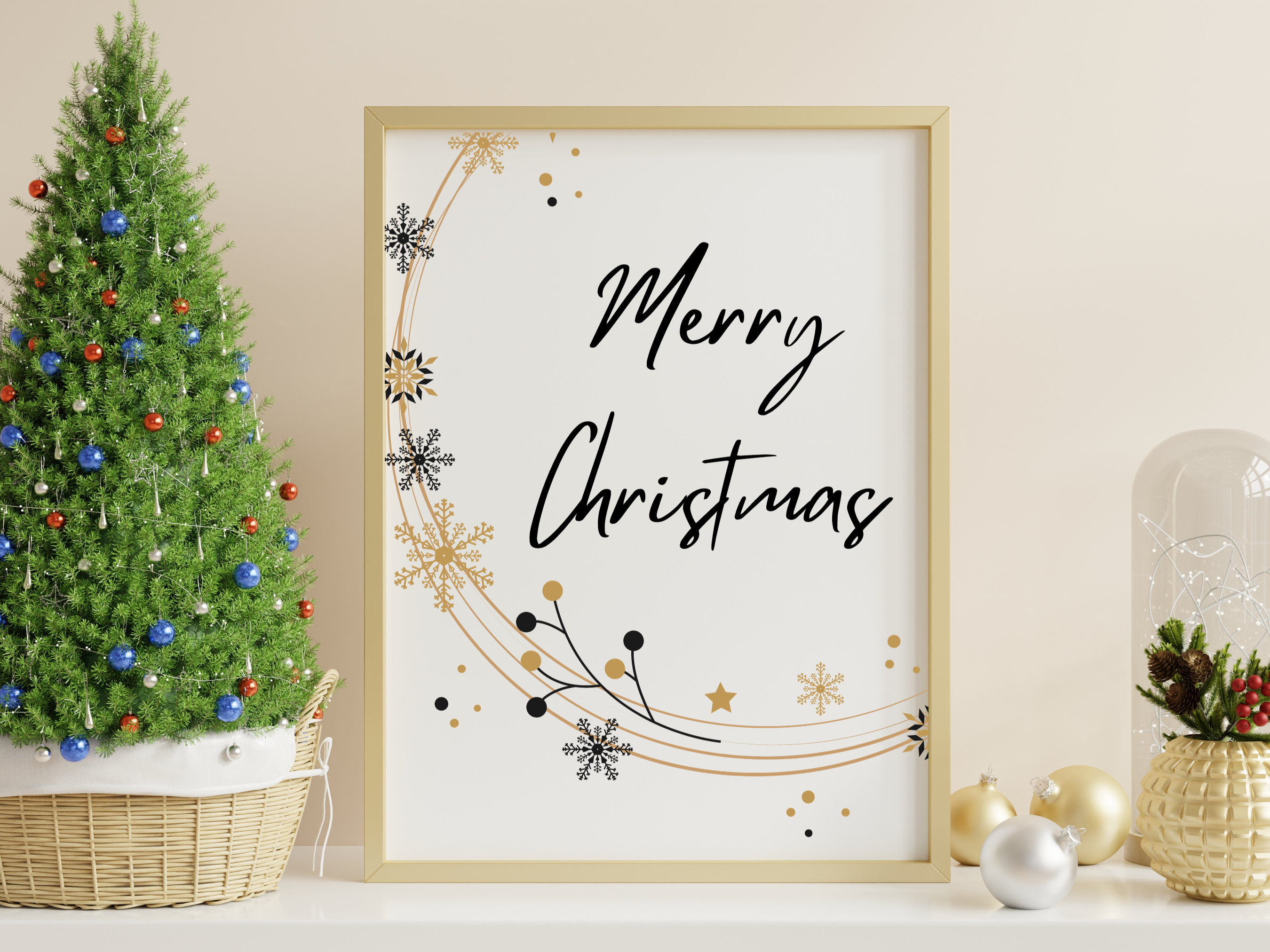 Merry Christmas Wall Art Printable Christmas Wall Decor Digital ...