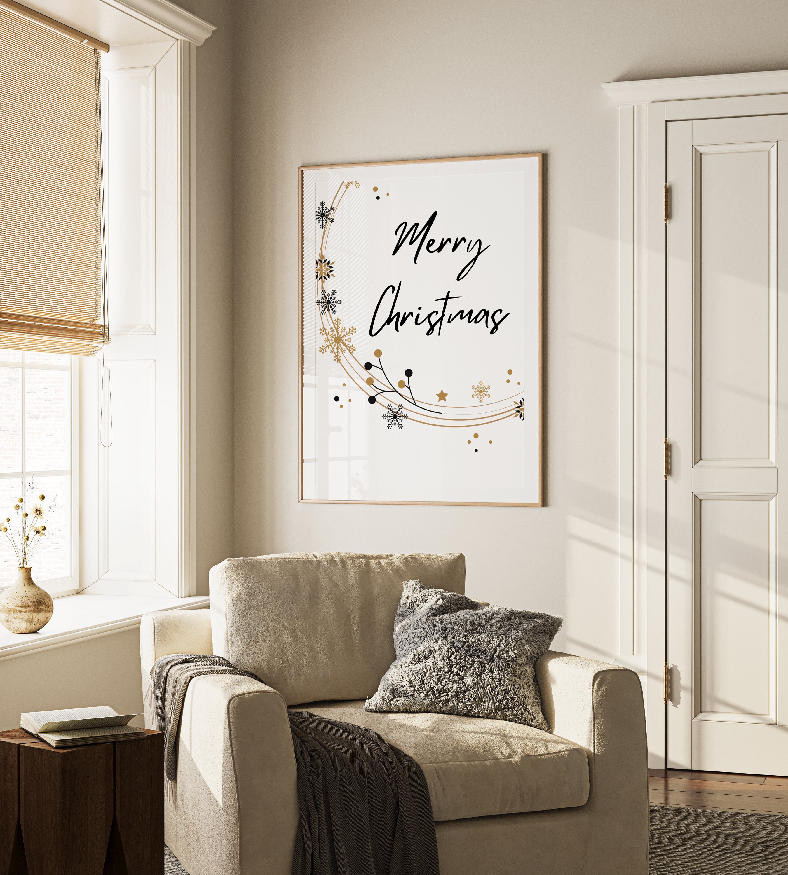 Merry Christmas Wall Art Printable Christmas Wall Decor Digital ...