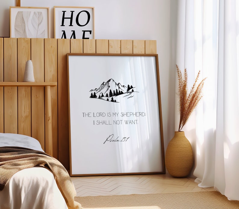Psalm 23 Bible Verse Wall Art Printable Psalm 23 Line Art the Lord is ...