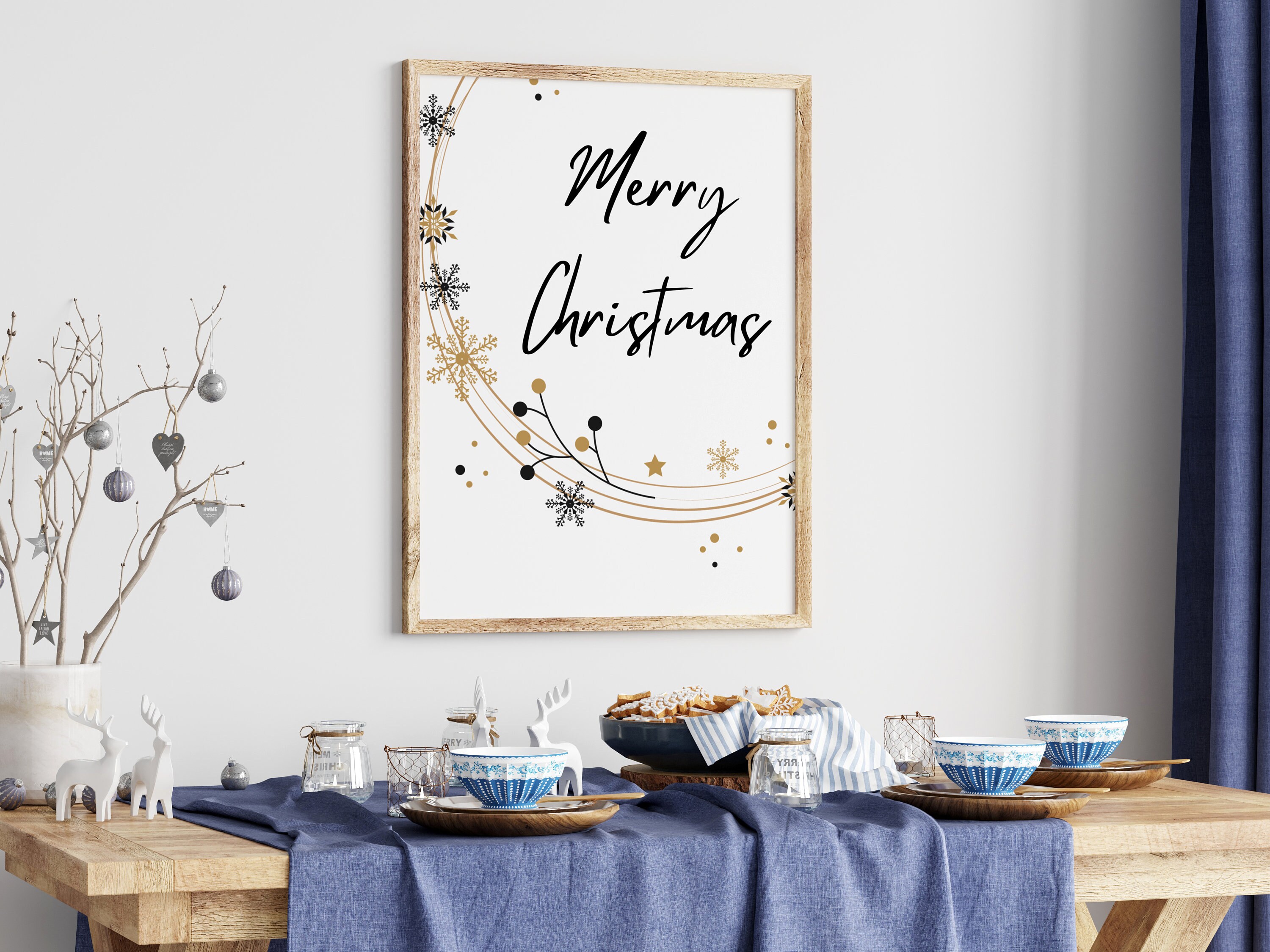 Merry Christmas Wall Art Printable Christmas Wall Decor Digital ...