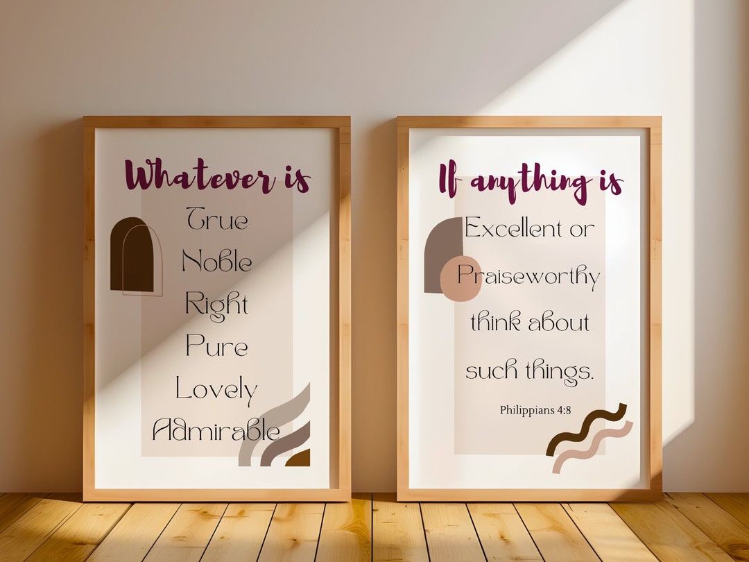 Philippians 4:8 Whatever is True Set of 2 Bible Verse Wall Art ...