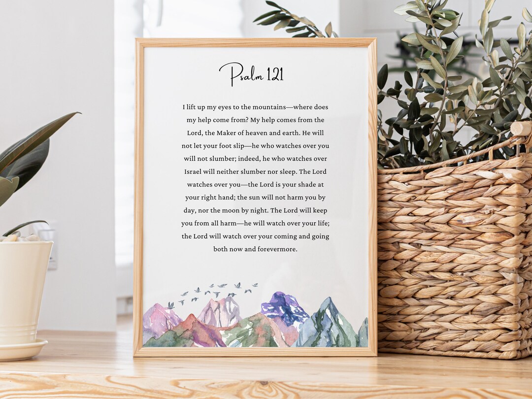 Psalm 121 Bible Verse Wall Art I Lift My Eyes to the Mountains ...