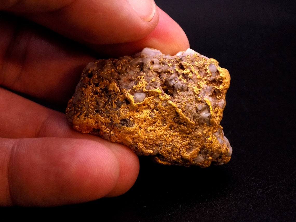 Native Gold Seams in Quartz Matrix, Gold Nugget, Natural Gold Specimen ...