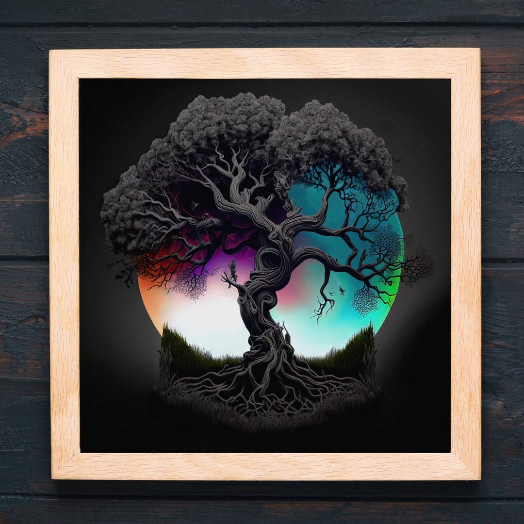 Moon Grey Tree Print, Tree Art, Digital Download , Art Print, Wall Art ...