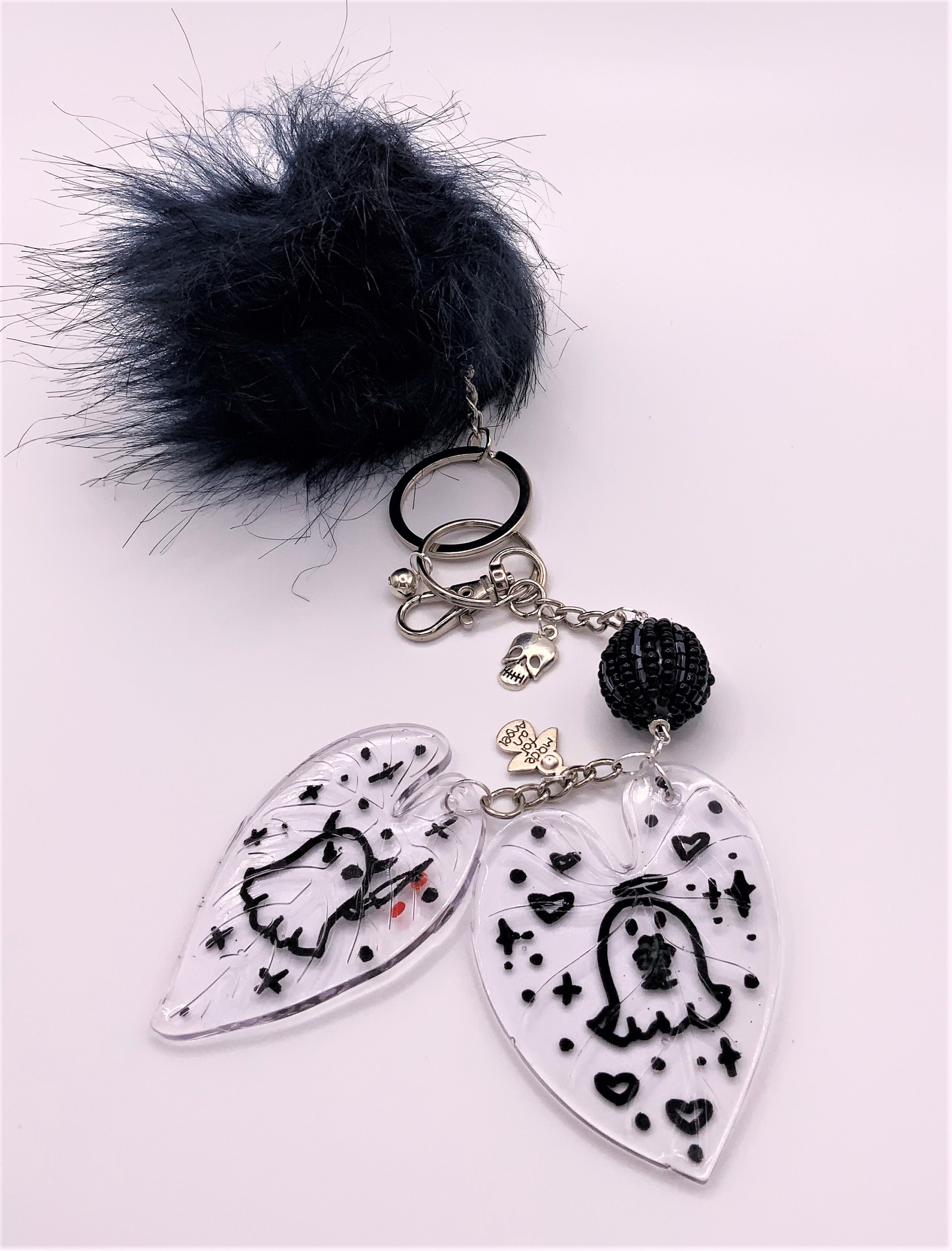 Handmade Angel and Devil Keychain | Hand-painted Resin Bag Charm ...