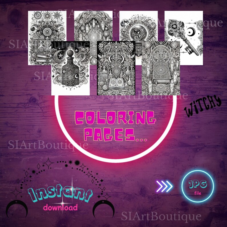 Mystical Fantasy Witchy Coloring Pages | Super Detailed Printable Art ...