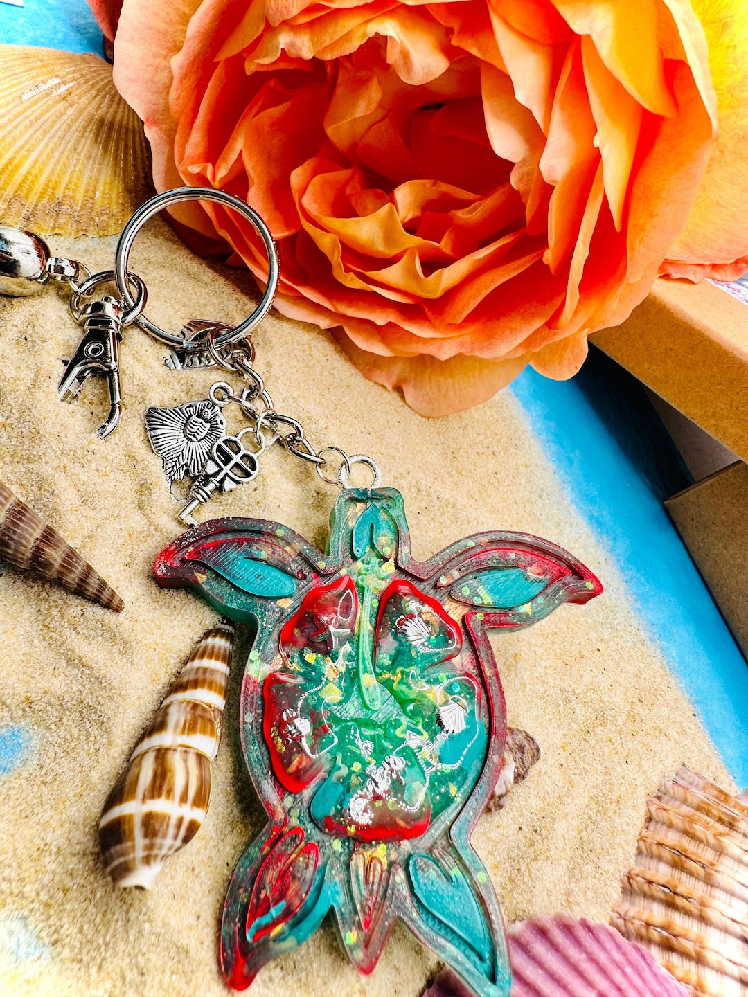 Turtle Super Cute Keychain ID Card Badge Lanyard, Key Ring With Tassel ...