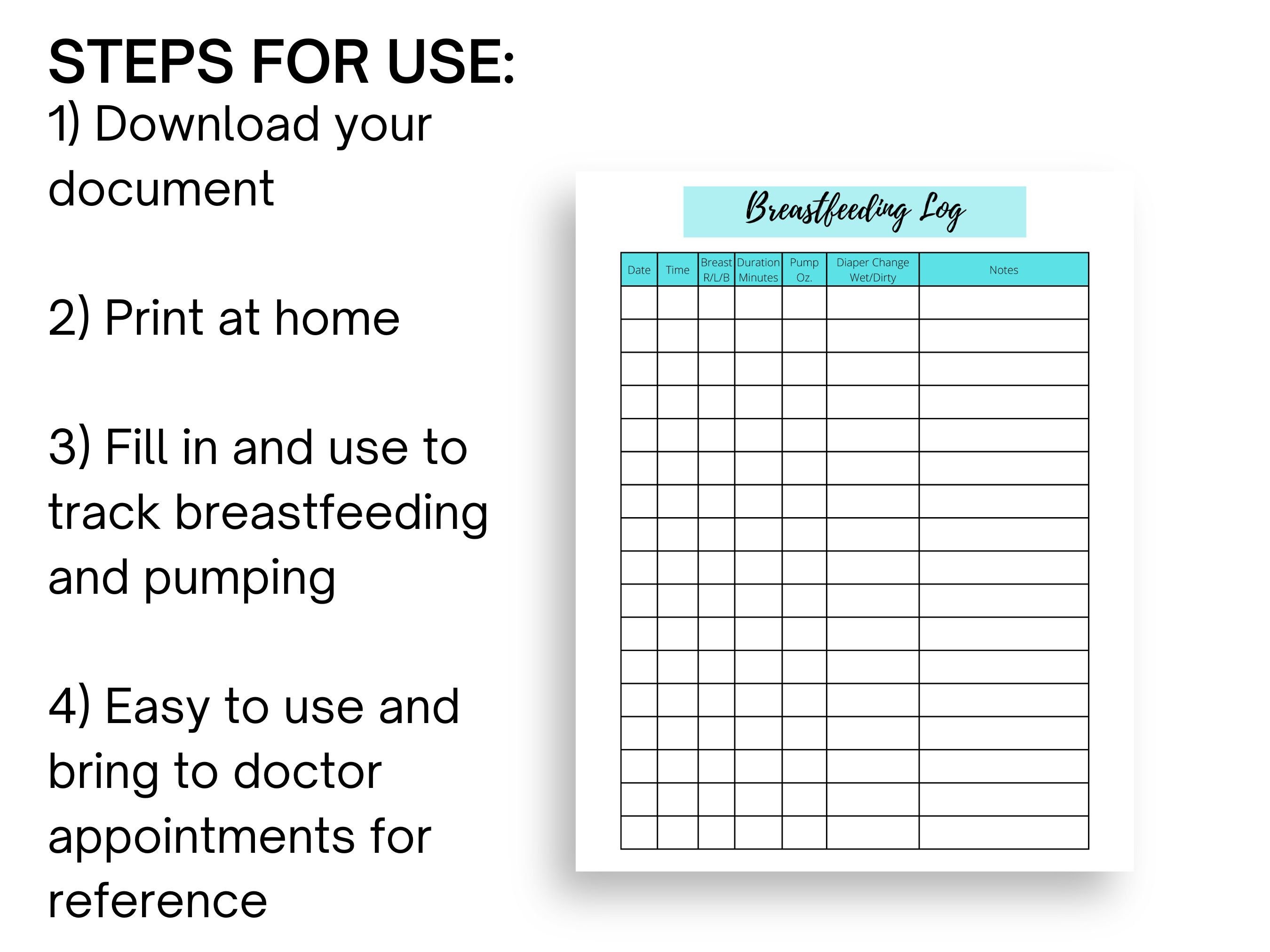 Printable Breastfeeding and Pumping Log|newborn Feeding Log|breastmilk ...