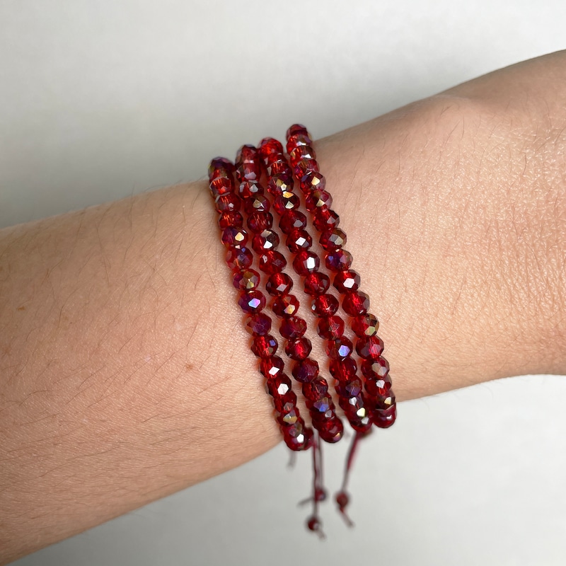Red Beaded Bracelet - Etsy