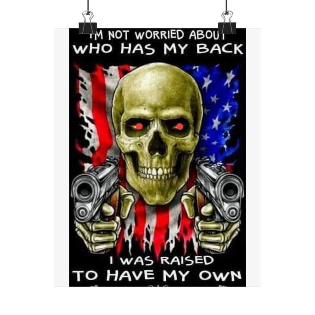 Gritty Skull Poster, Edgy Wall Art, Patriotic Decor, Unique Gift, Home ...