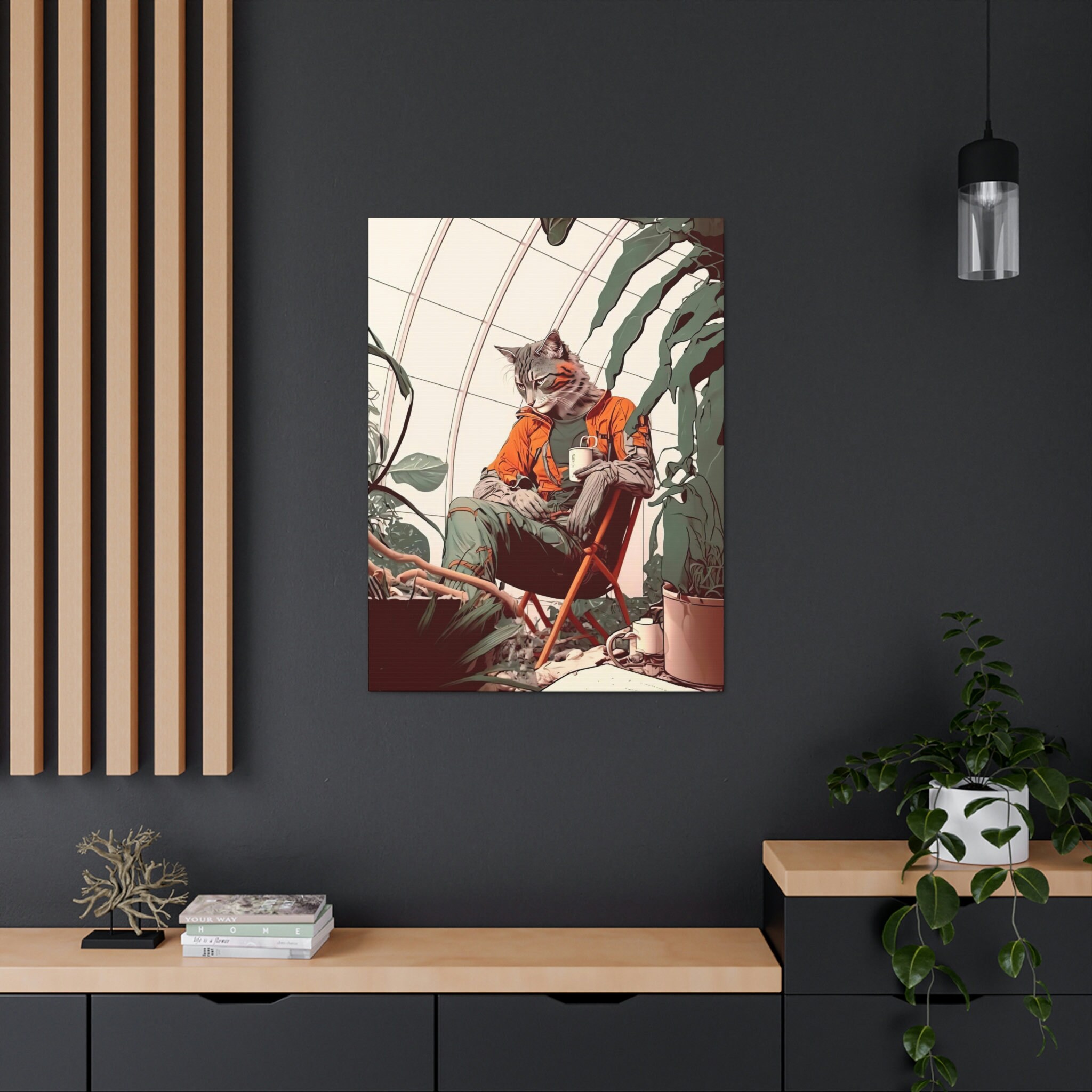 Kintsugi Cat Scientist Coffee Break Canvas AI Art - Etsy