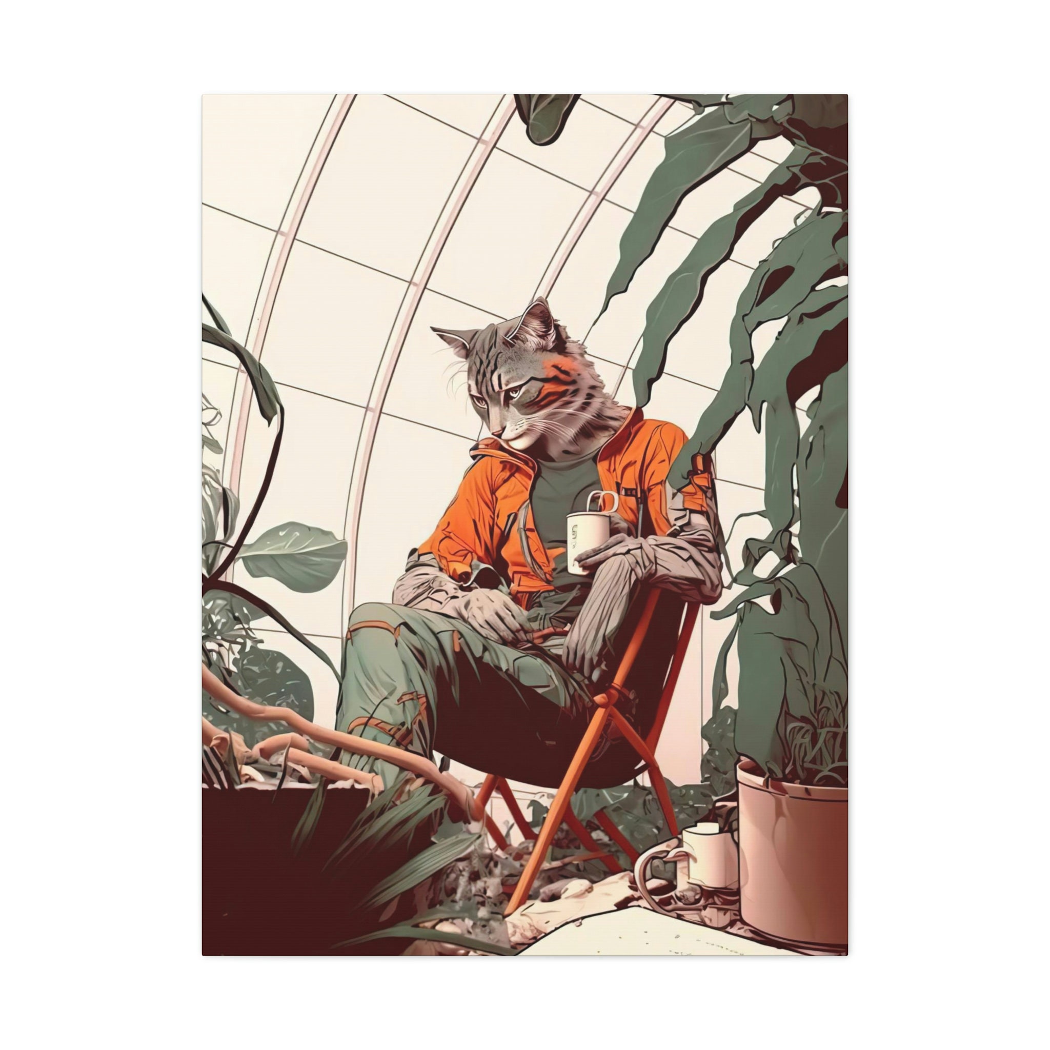 Kintsugi Cat Scientist Coffee Break Canvas AI Art - Etsy