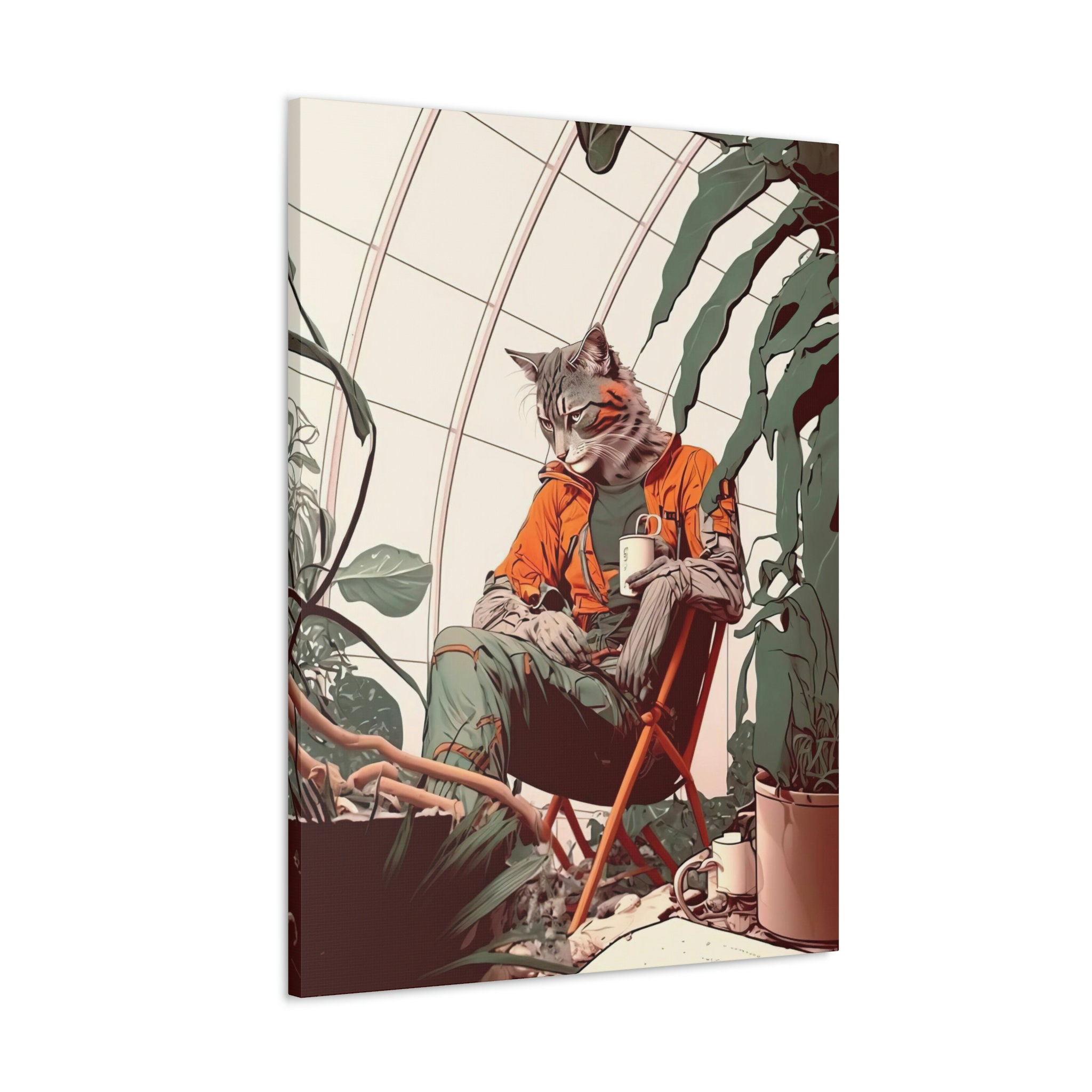 Kintsugi Cat Scientist Coffee Break Canvas AI Art - Etsy