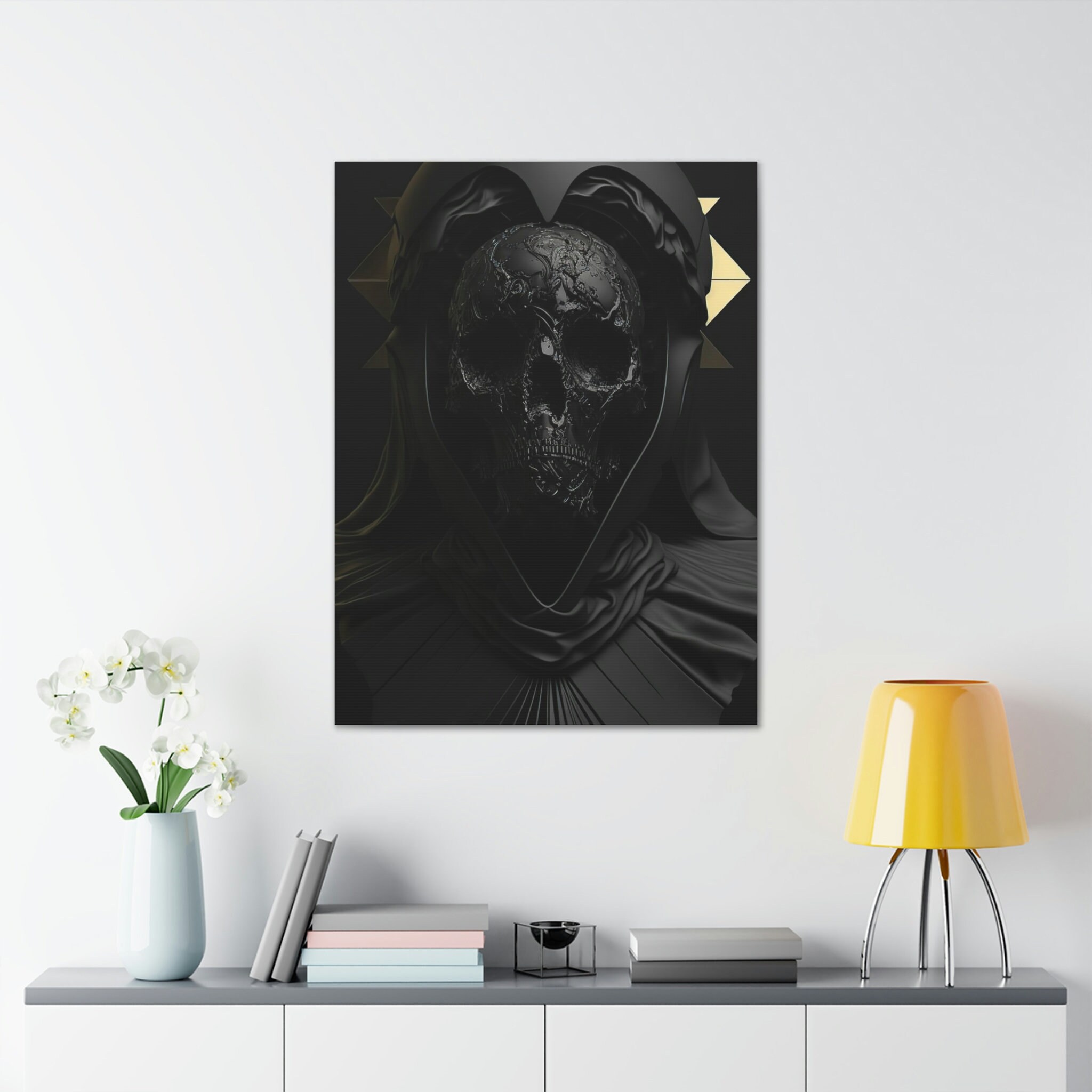 Kintsugipunk Vantablack Mask Canvas AI Art - Etsy
