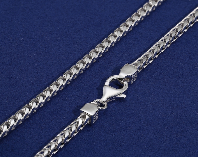 Sterling Silver Franco Chain With Lobster Lock, Authentic Solid Franco ...