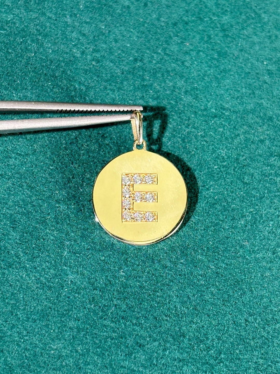 Letter E Pendant Personalized Initial in Solid 14k Gold and Brilliant ...