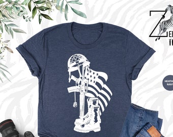 Custom American Military Fallen Soldier in Memory Shirt - Etsy