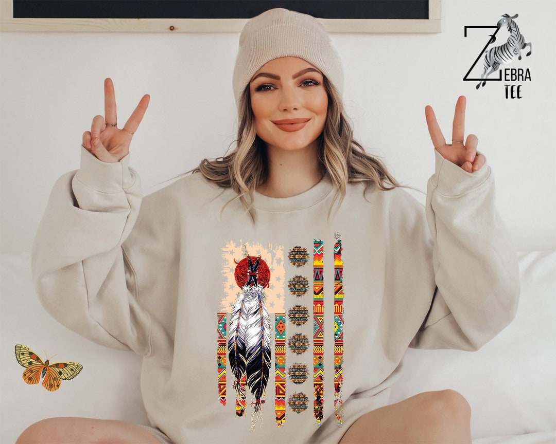 Native American Flag Sweatshirt Native Women Men Sweat - Etsy