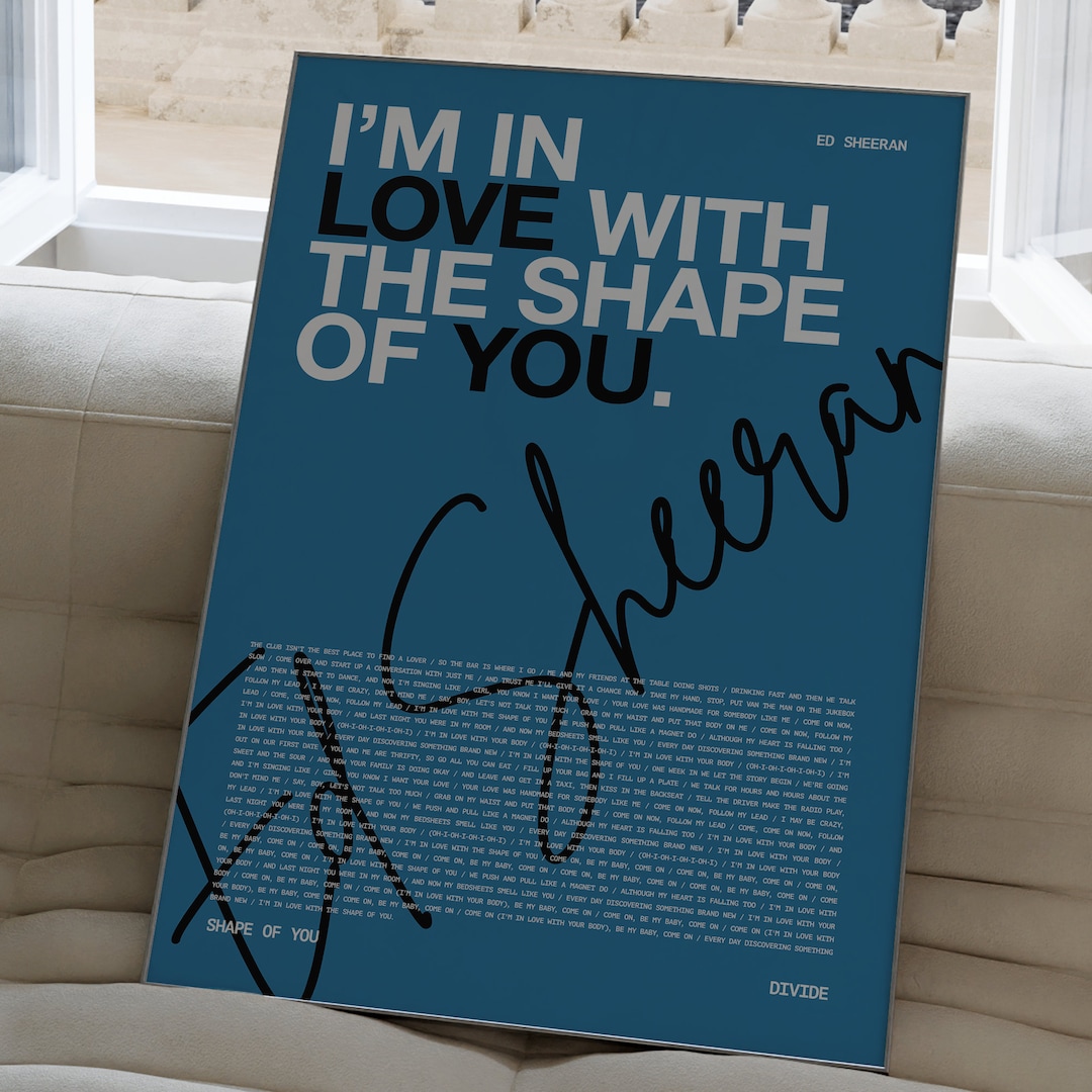 Shape of You by Ed Sheeran Poster, DIGITAL DOWNLOAD, Type Poster, Ed ...