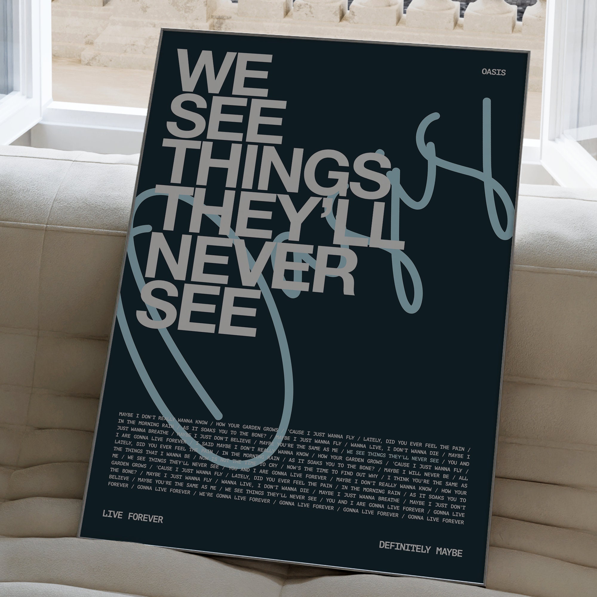 Live Forever by OASIS Poster, DIGITAL DOWNLOAD, Type Poster, Oasis Song ...