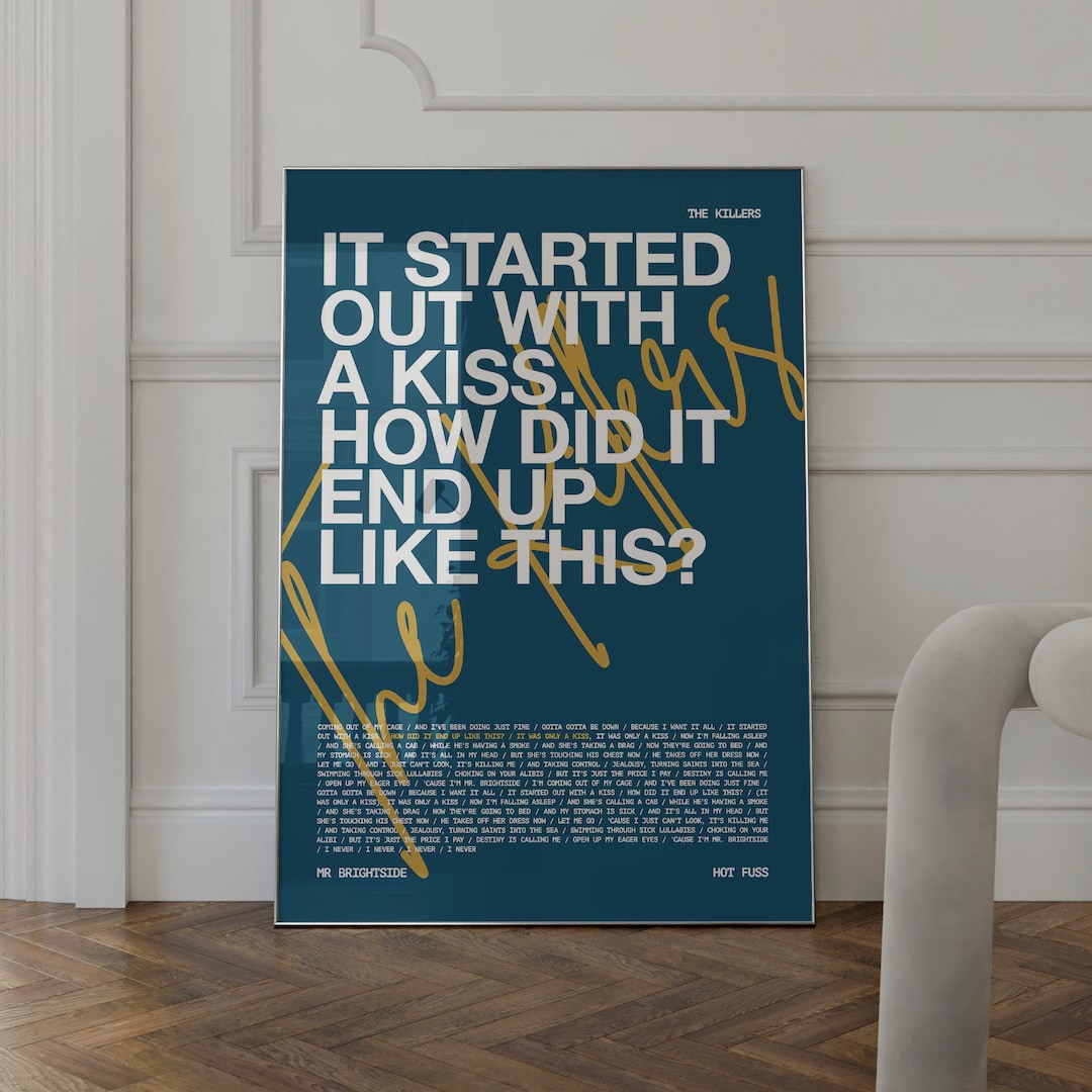 Mr Brightside By The Killers Poster Digital Download Type Poster The Killers Song Lyric Print