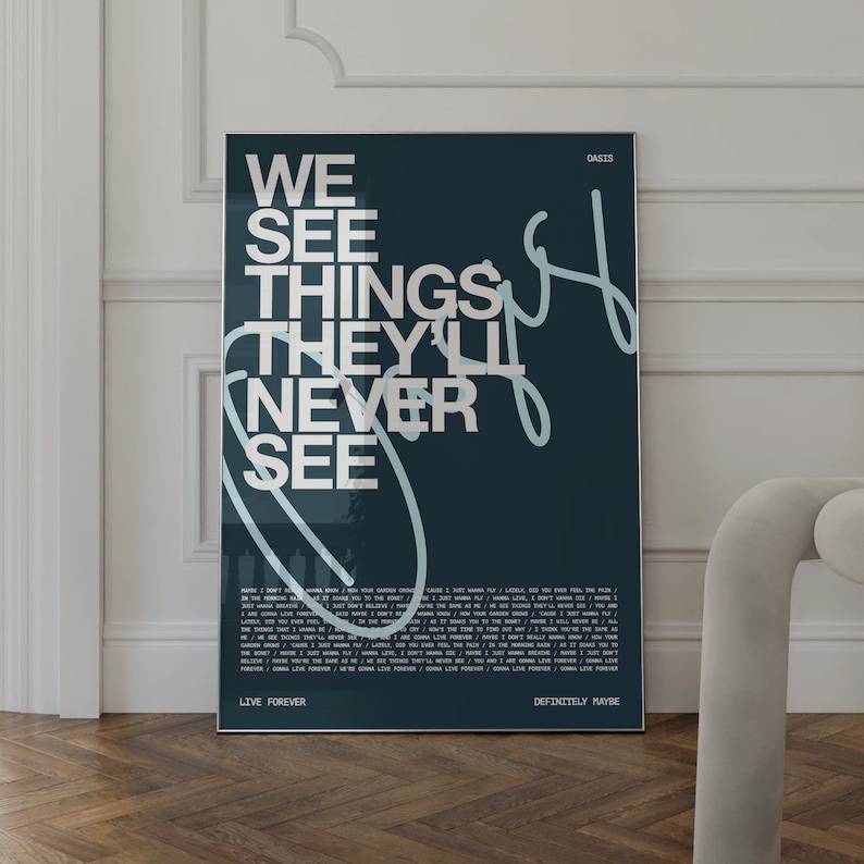 Live Forever by OASIS Poster, DIGITAL DOWNLOAD, Type Poster, Oasis Song ...