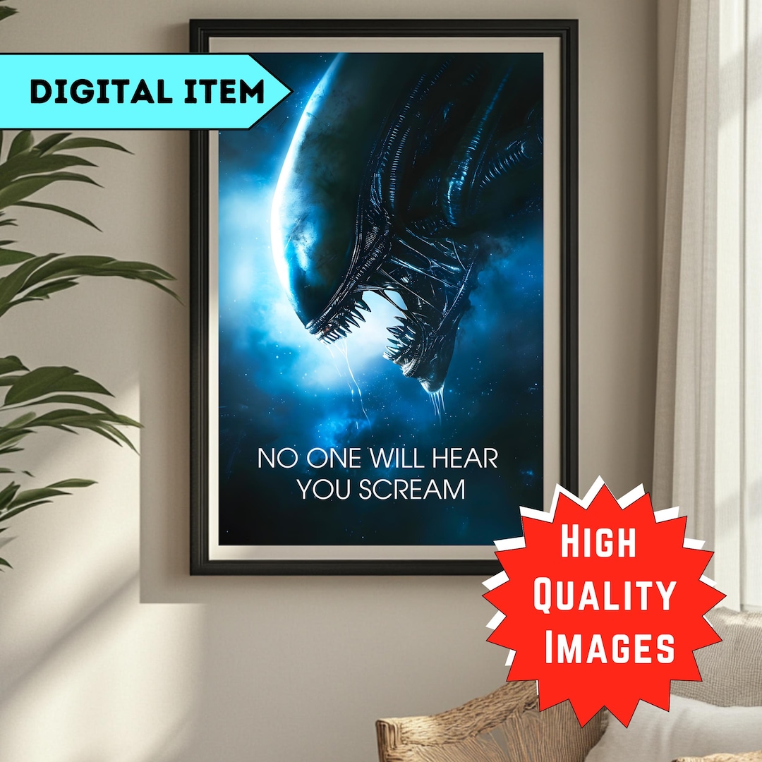 Alien Horror Art Print - Sci-fi Xenomorph Poster With Dark Humor ...