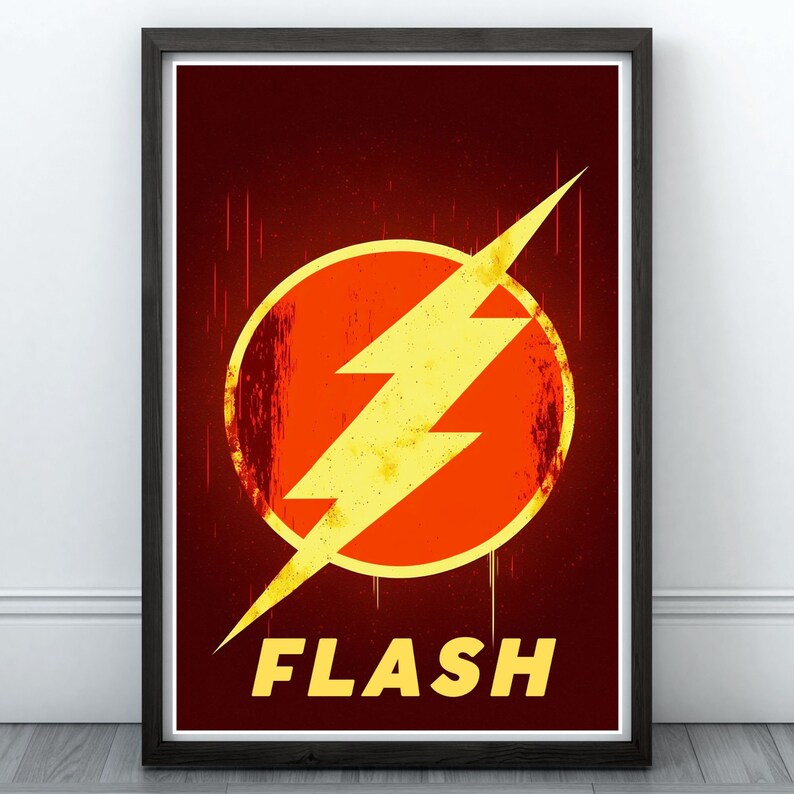 Digital Flash Symbol Poster Ai-generated Superhero Art Print for Home ...