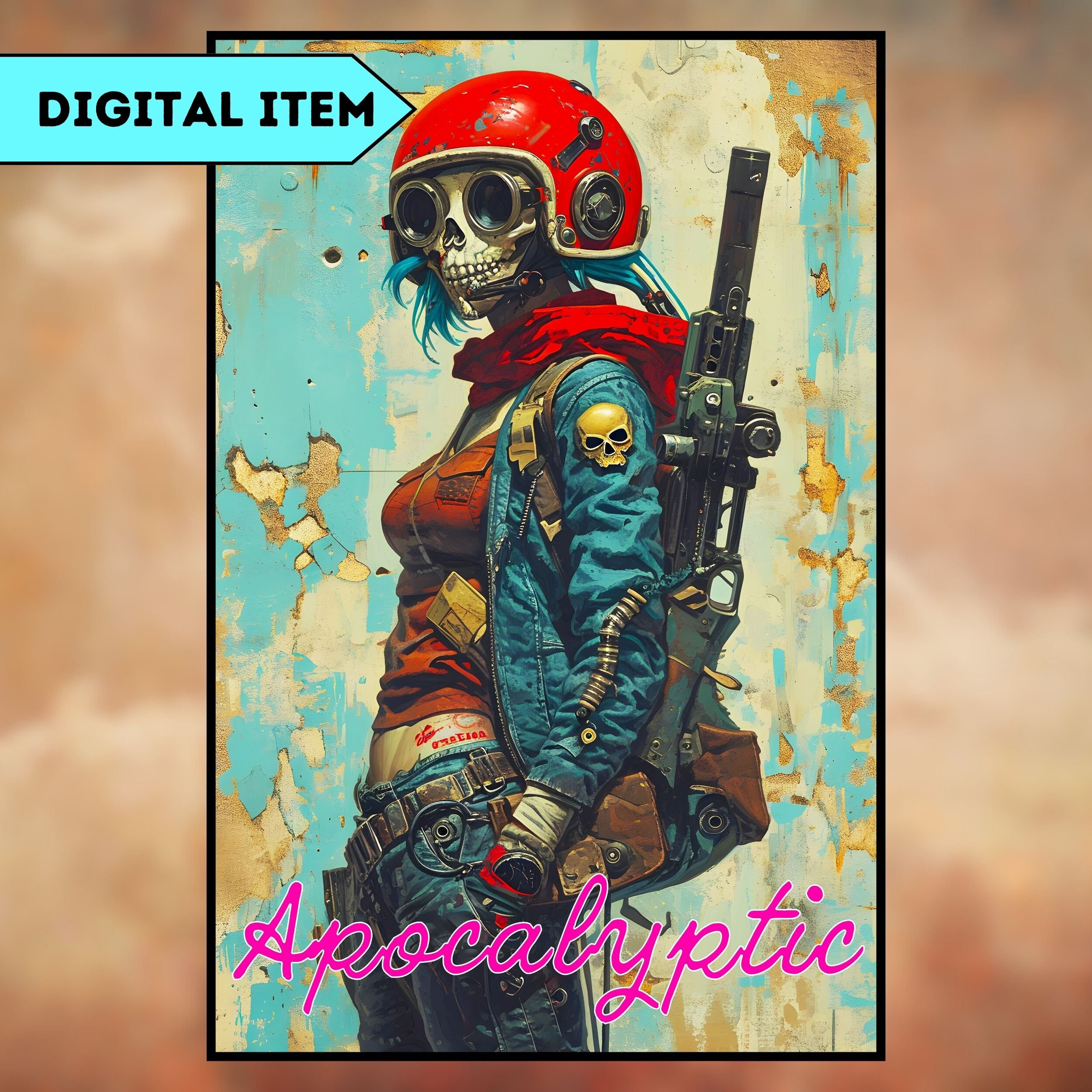 Apocalyptic Warrior Digital Art Print Futuristic AI Design Unique Wall ...