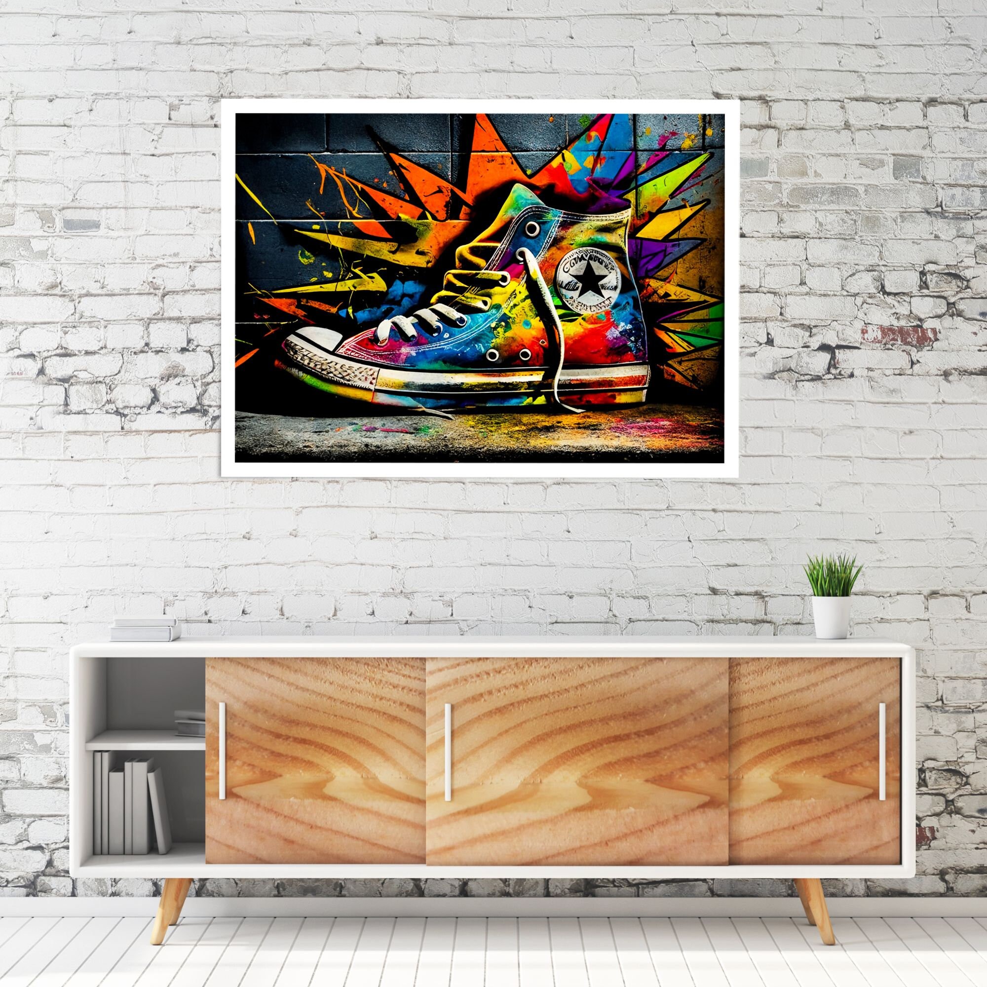 Converse Graffiti Wall Art Ai-generated Digital Print, Street Art Style ...