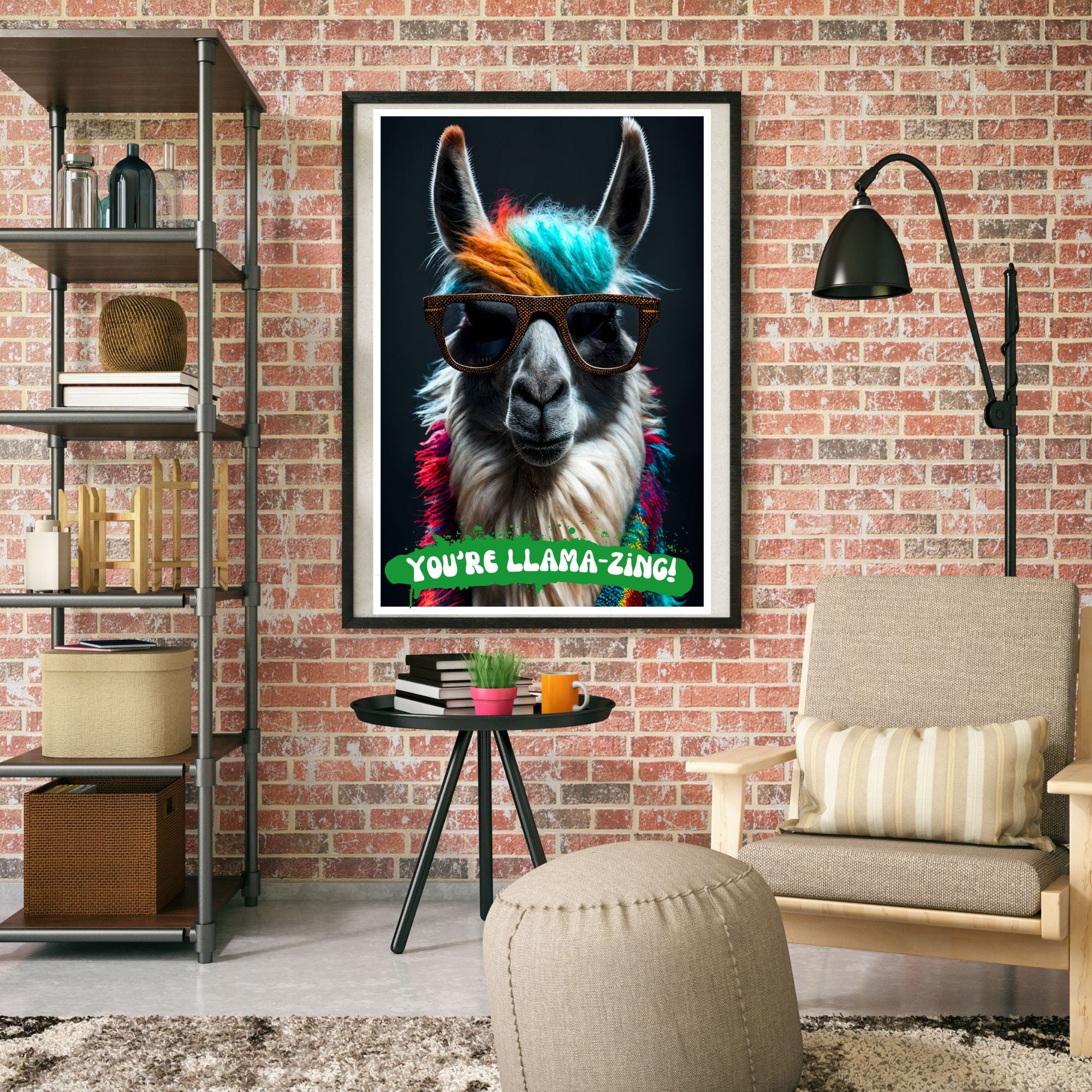 Digital Funny Llama Poster | Ai-generated Wall Art | Unique Ai ...