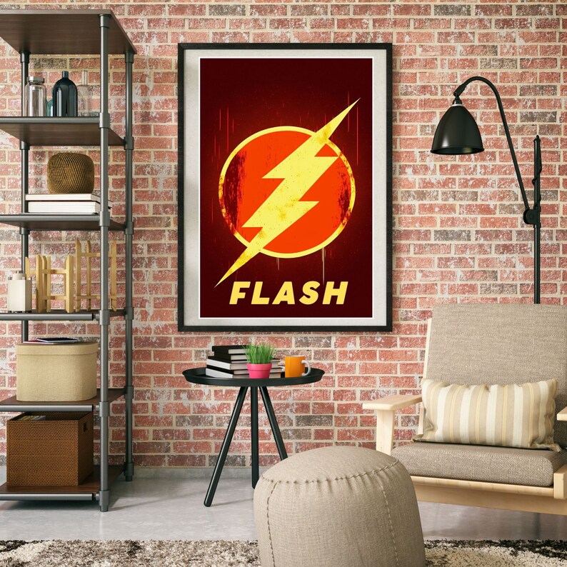 Digital Flash Symbol Poster Ai-generated Superhero Art Print for Home ...