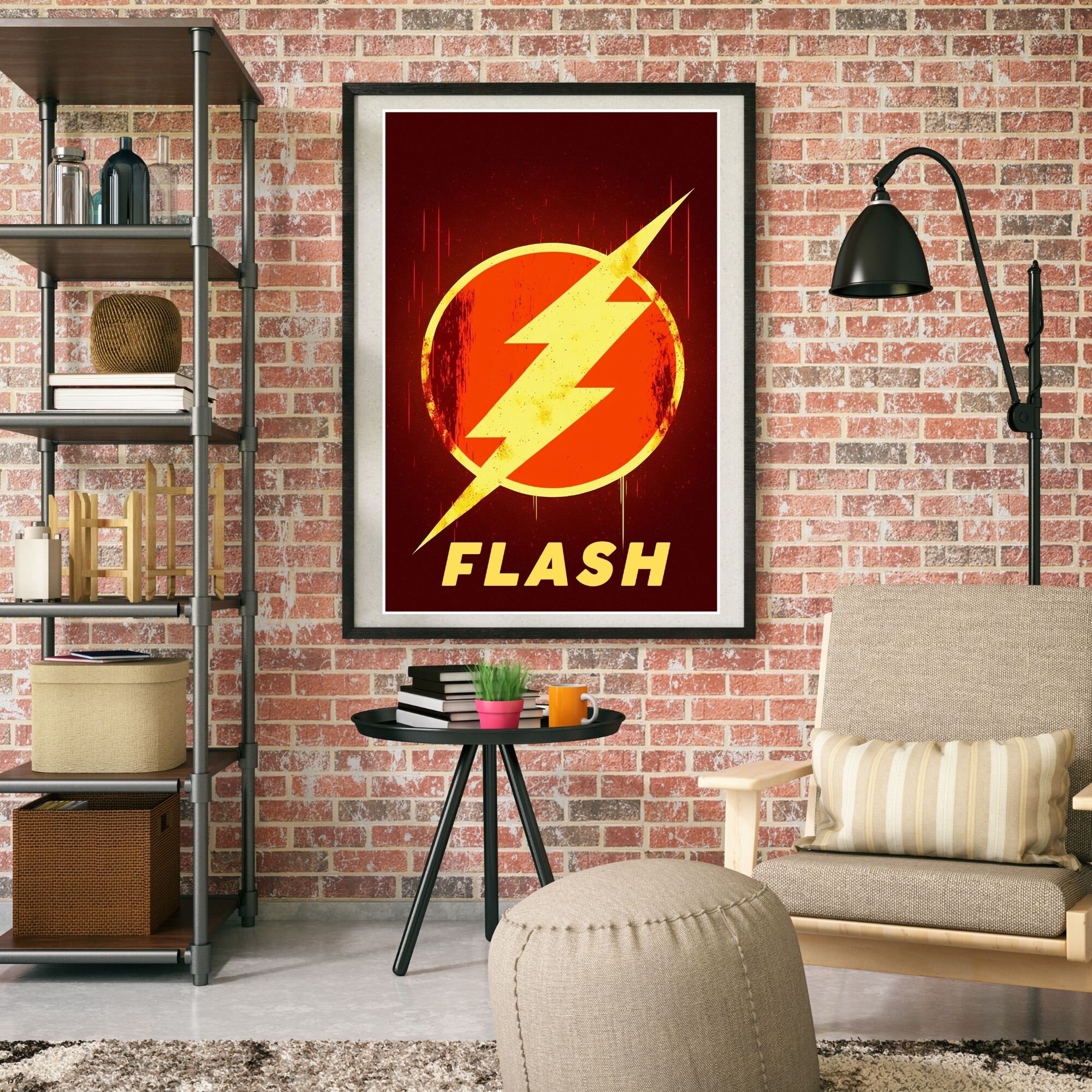 Digital Flash Symbol Poster Ai-generated Superhero Art Print for Home ...