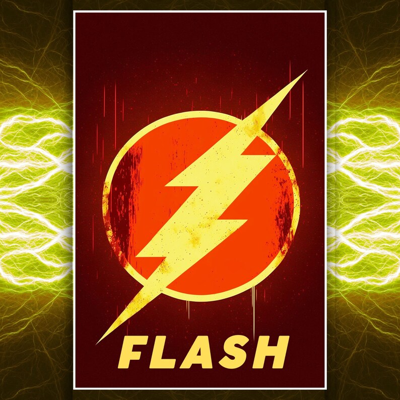 Digital Flash Symbol Poster Ai-generated Superhero Art Print for Home ...
