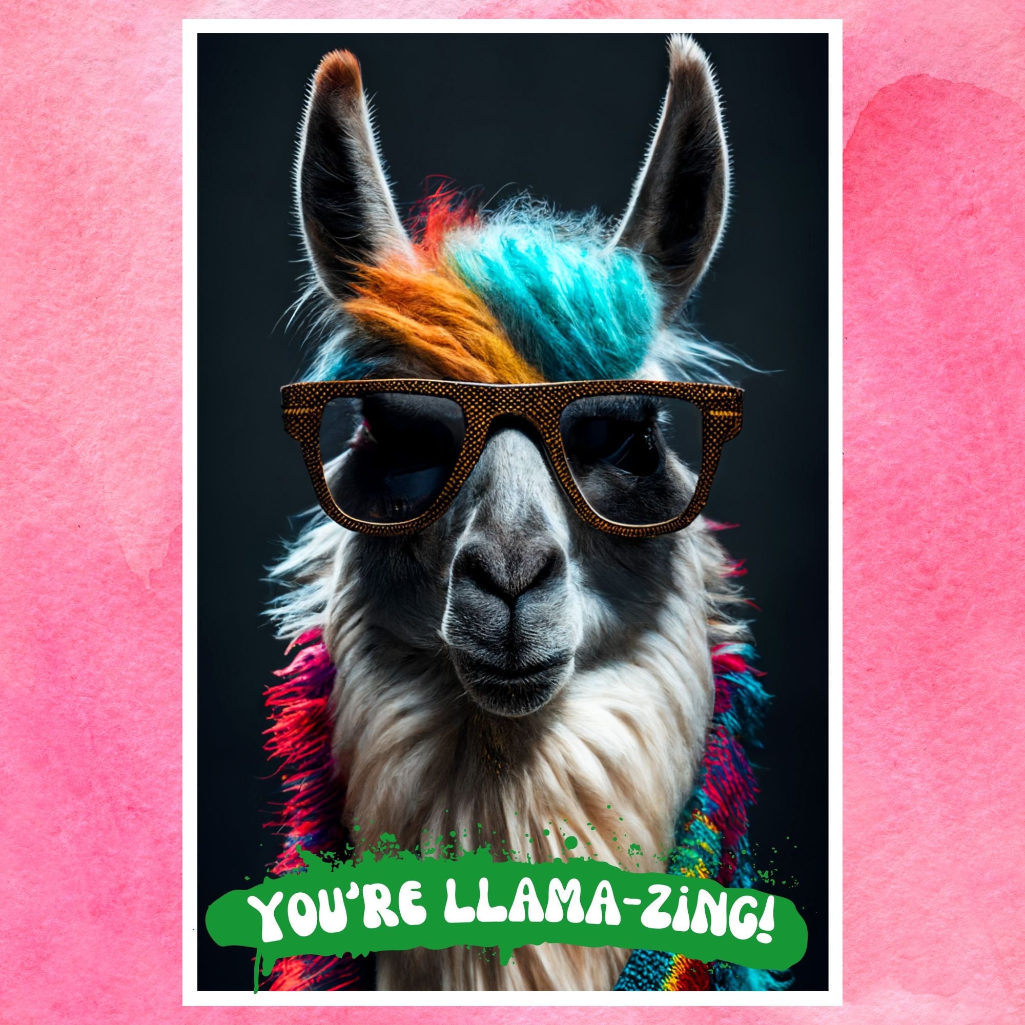 Digital Funny Llama Poster Ai-generated Wall Art Unique Ai-generated ...