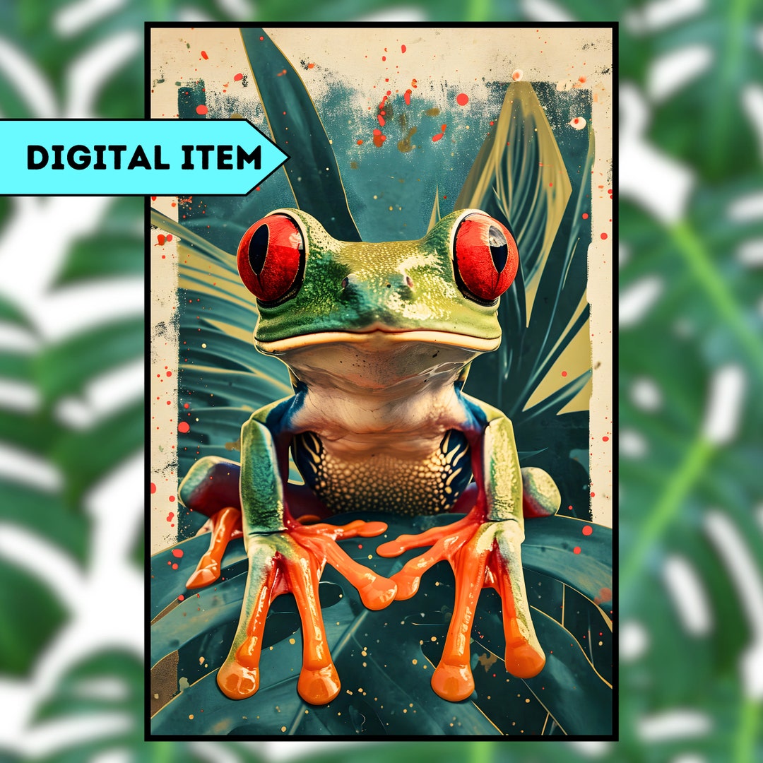 Vibrant Nature-inspired Digital Art: Red-eyed Tree Frog Design AI ...