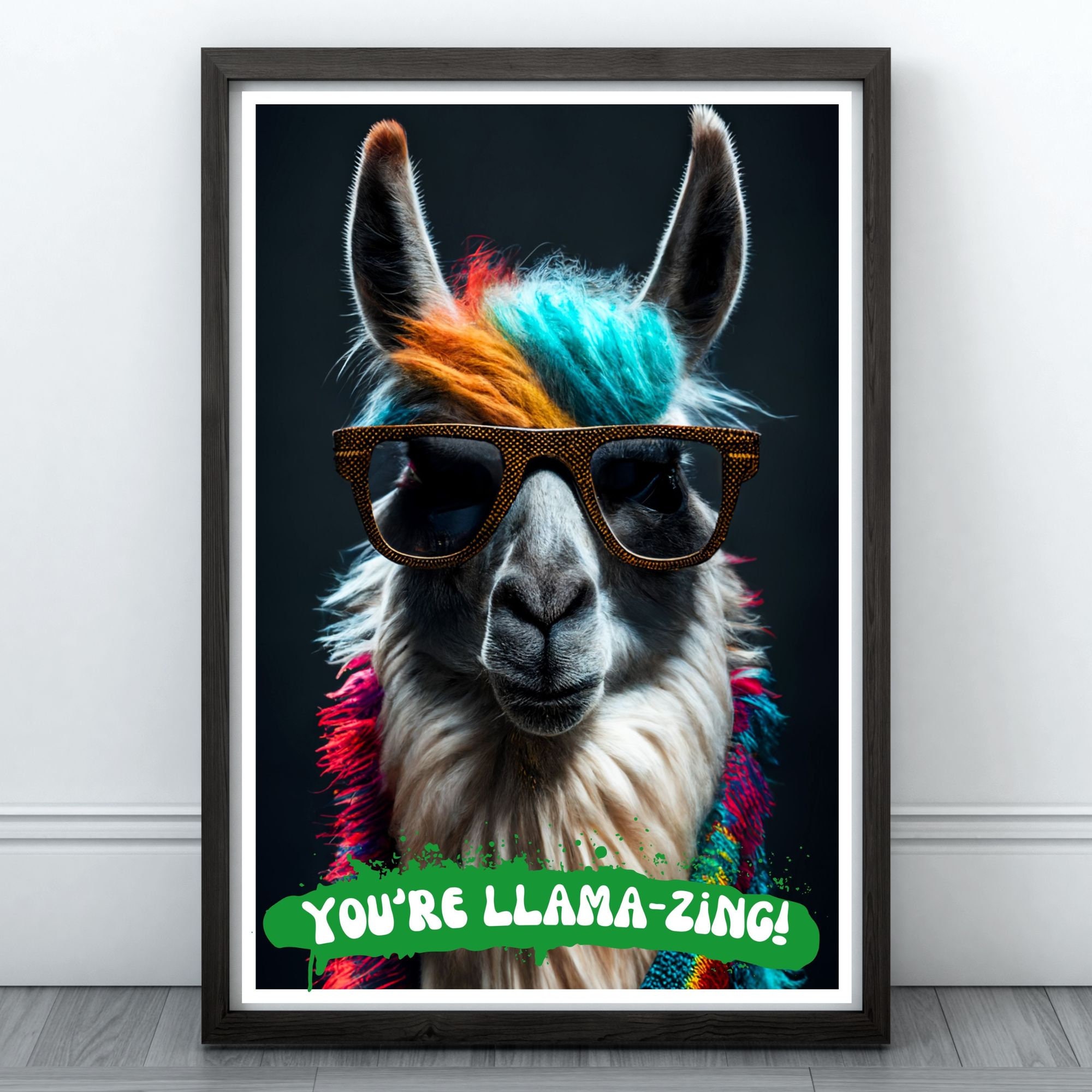 Digital Funny Llama Poster | Ai-generated Wall Art | Unique Ai ...