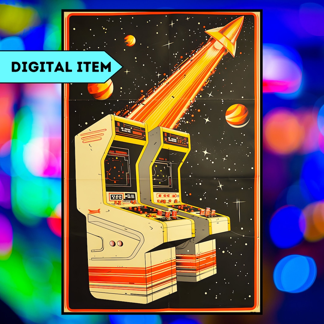 Vintage Arcade Poster Art Print - Retro Comic Book Style - AI Digital ...