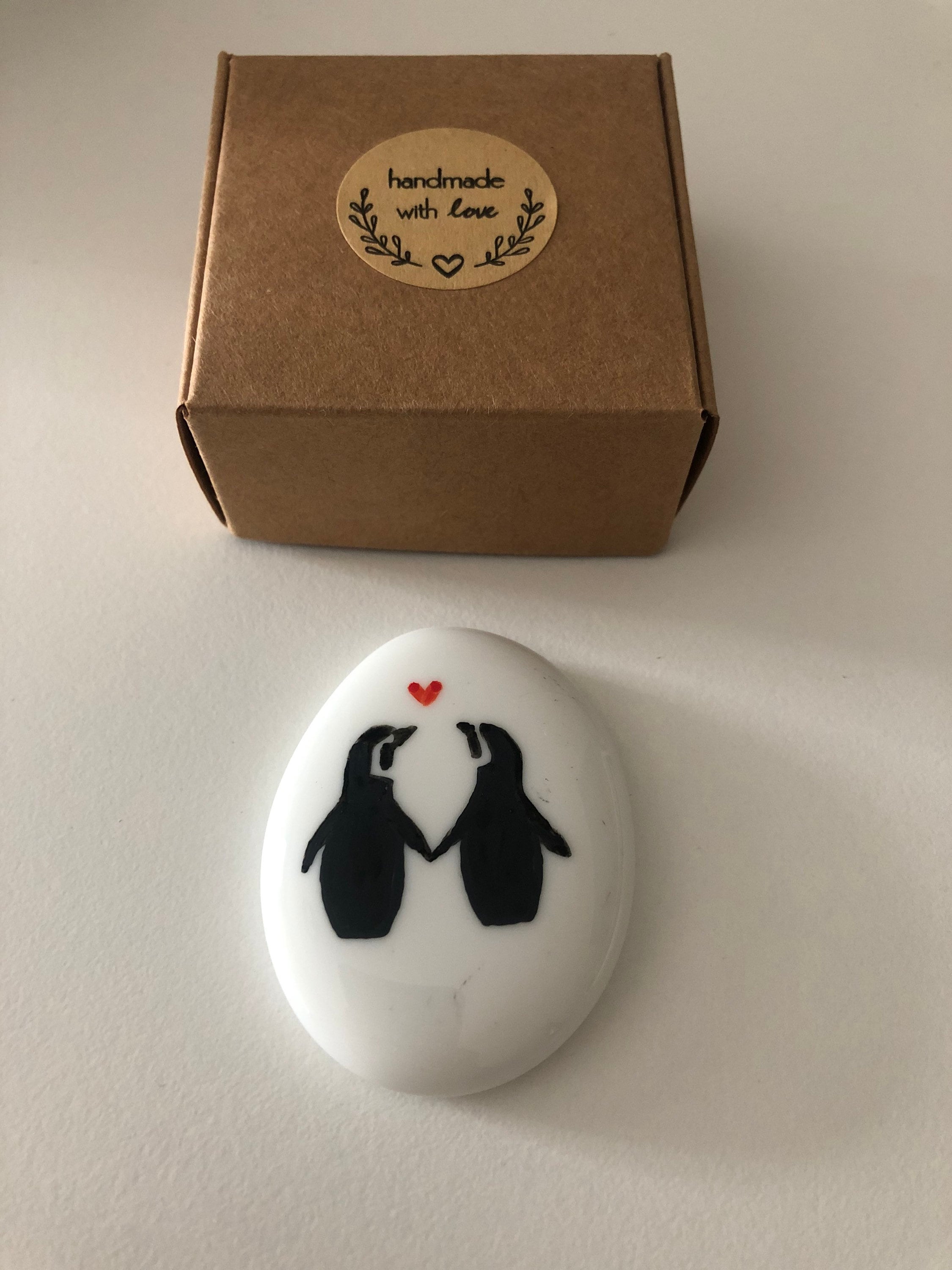 Penguin Love Pebble - Etsy UK