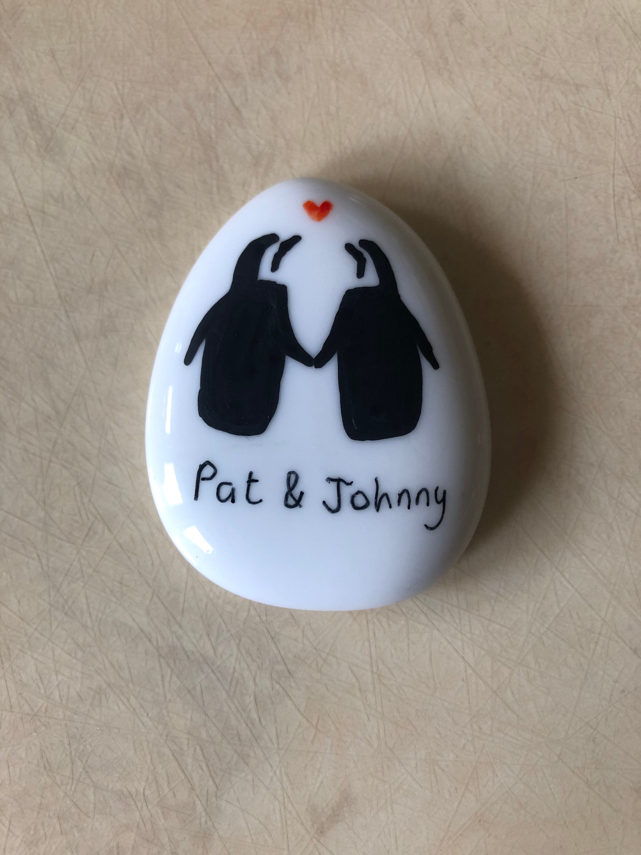 Penguin Love Pebble - Etsy UK